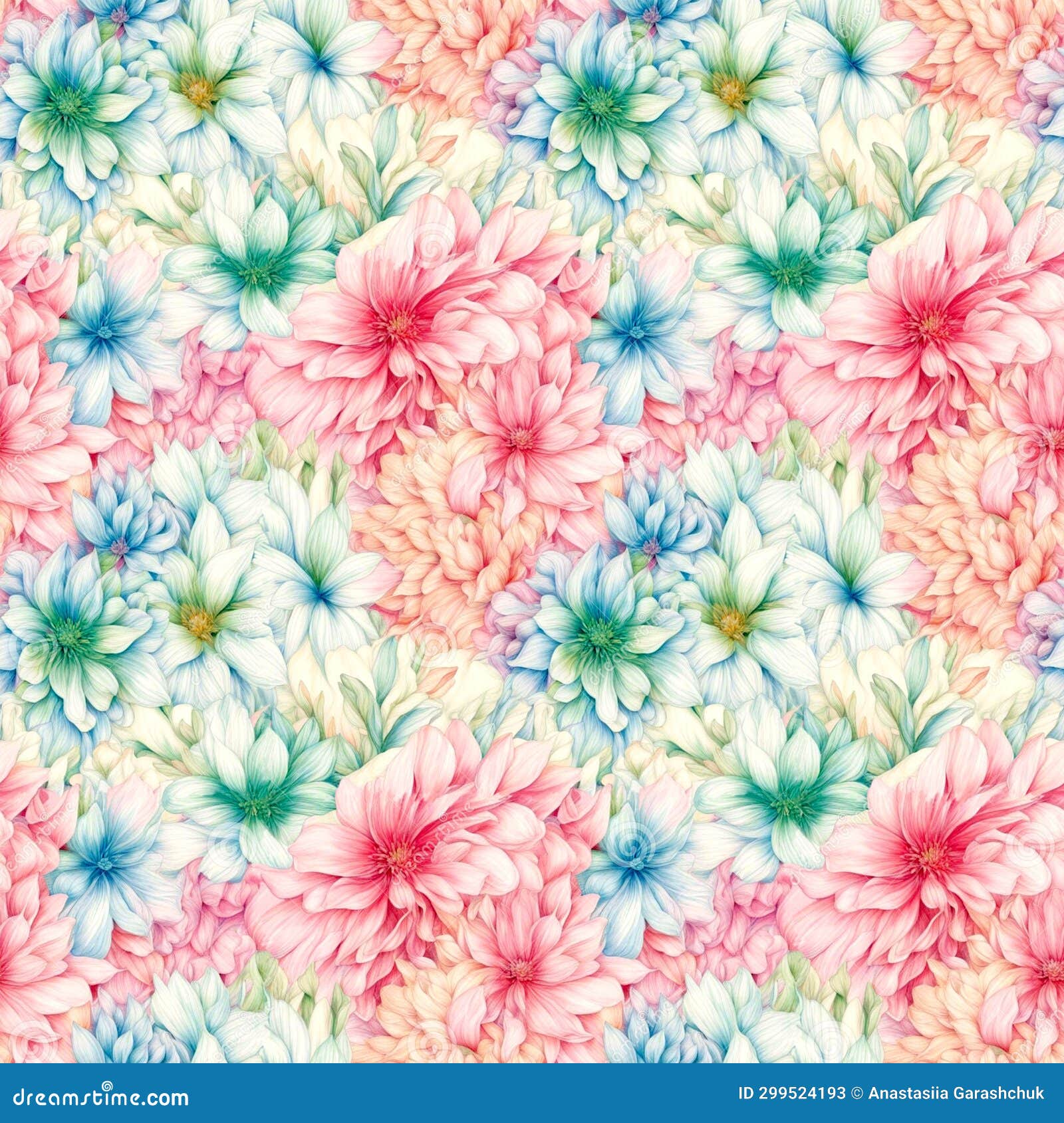 Seamless Floral Pattern in Soft Pastel Colors Stock Illustration ...