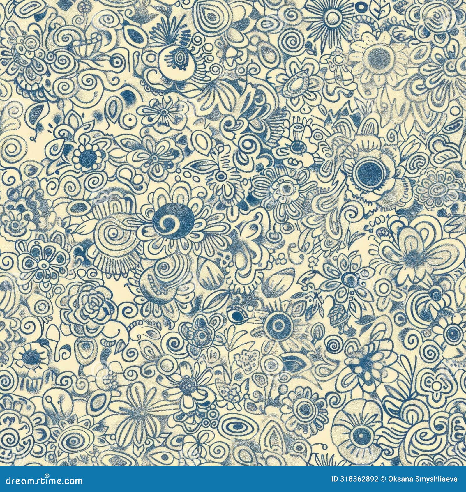 Seamless Floral Pattern in Soothing Blue Tones for Wallpaper Design ...