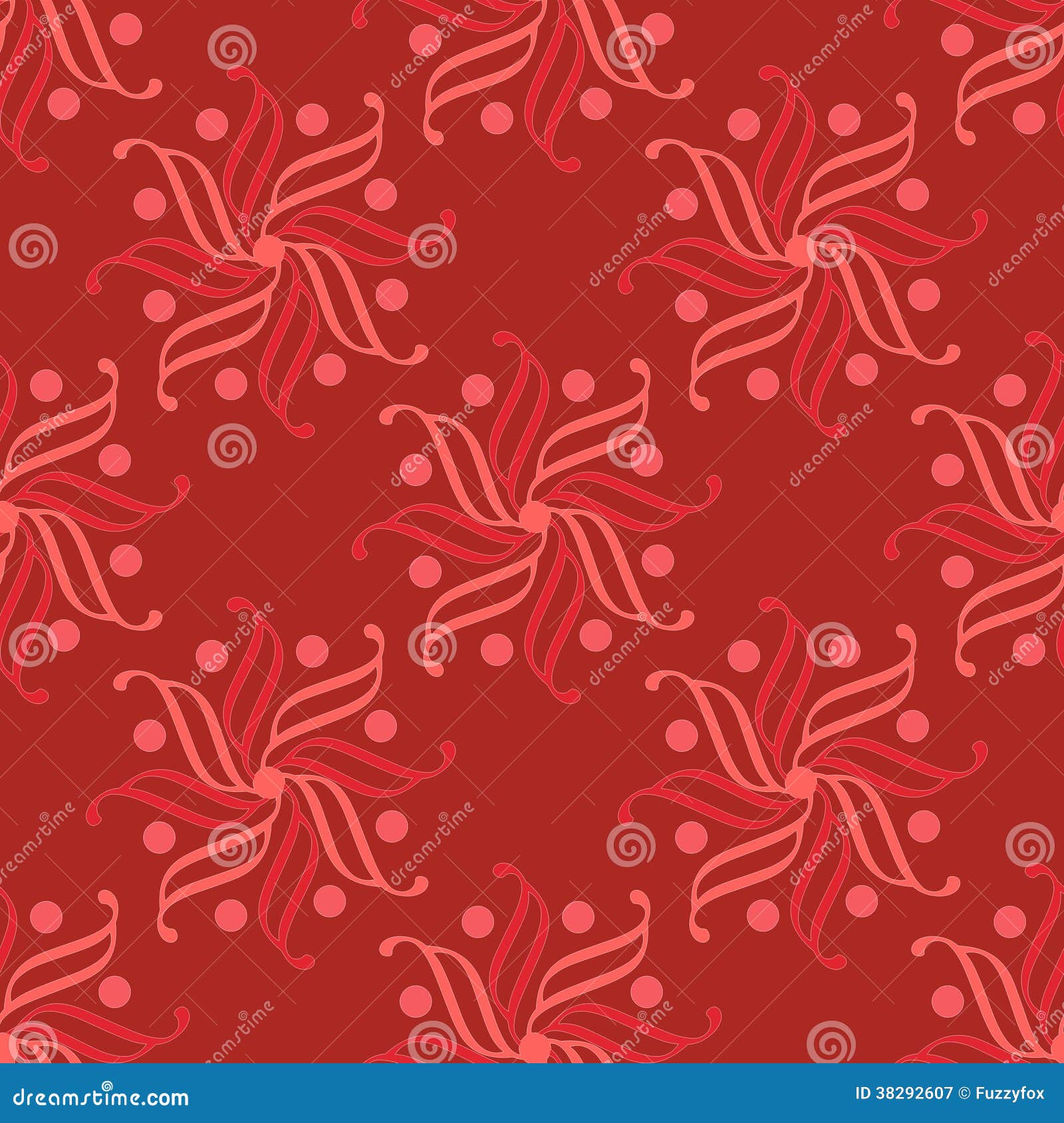 Seamless Floral Pattern Texture on Red Background Stock Illustration ...