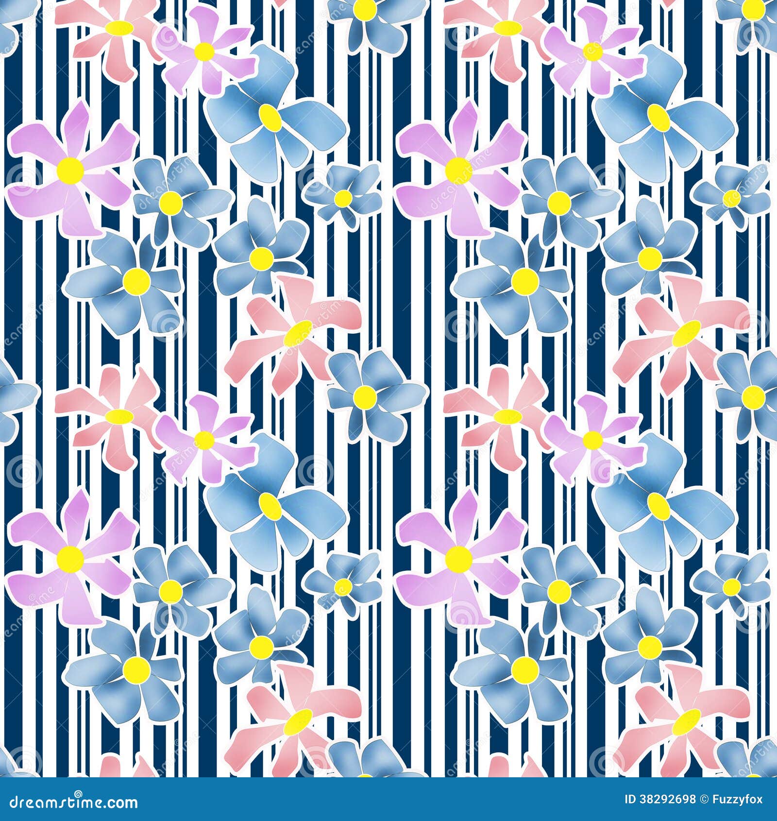Seamless Floral Pattern Texture on Striped Background Stock ...