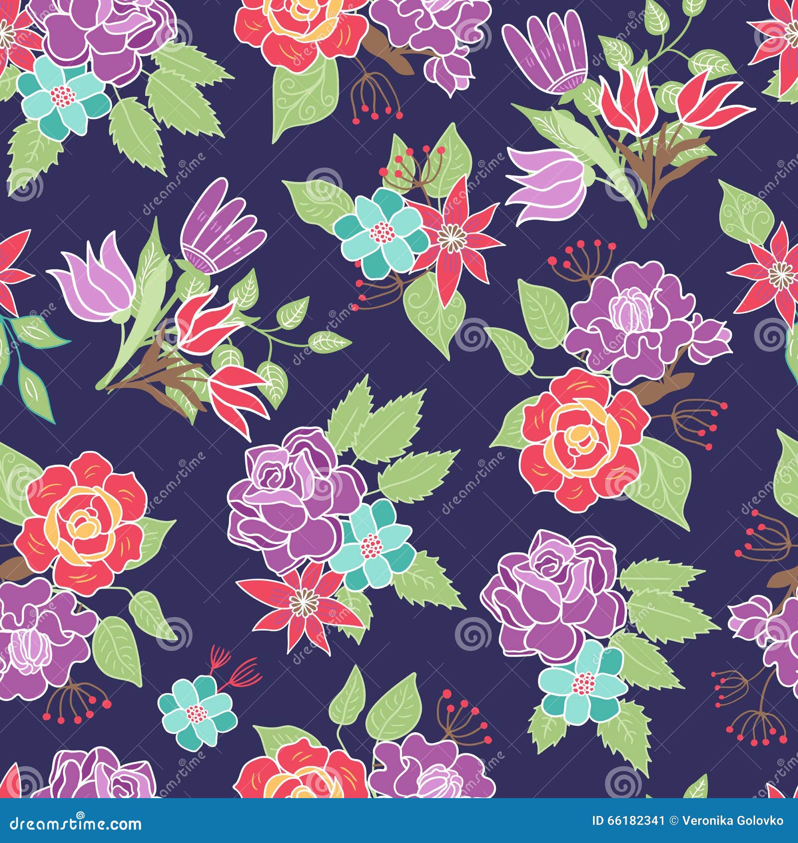 Seamless Floral Pattern Vector Background Stock Vector Illustration