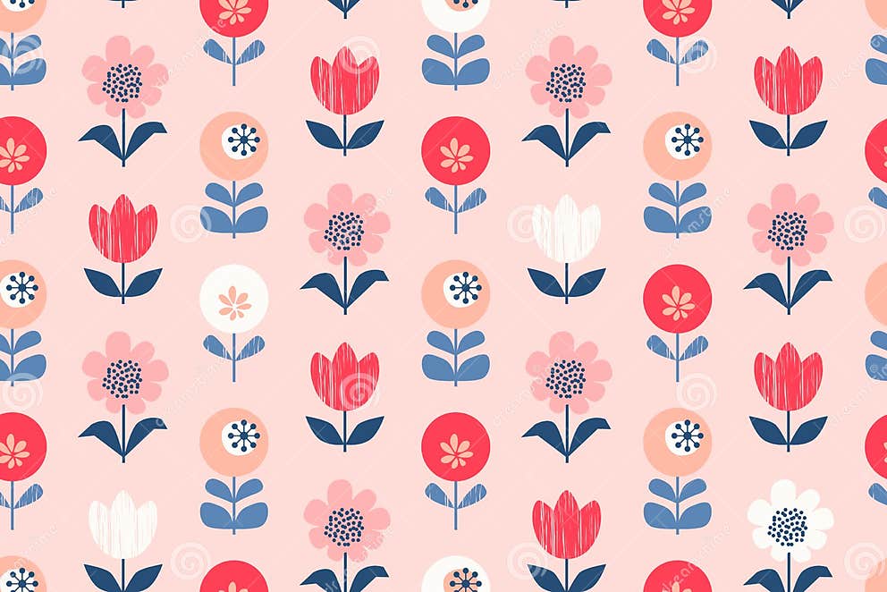Seamless floral pattern stock vector. Illustration of cute - 91235031