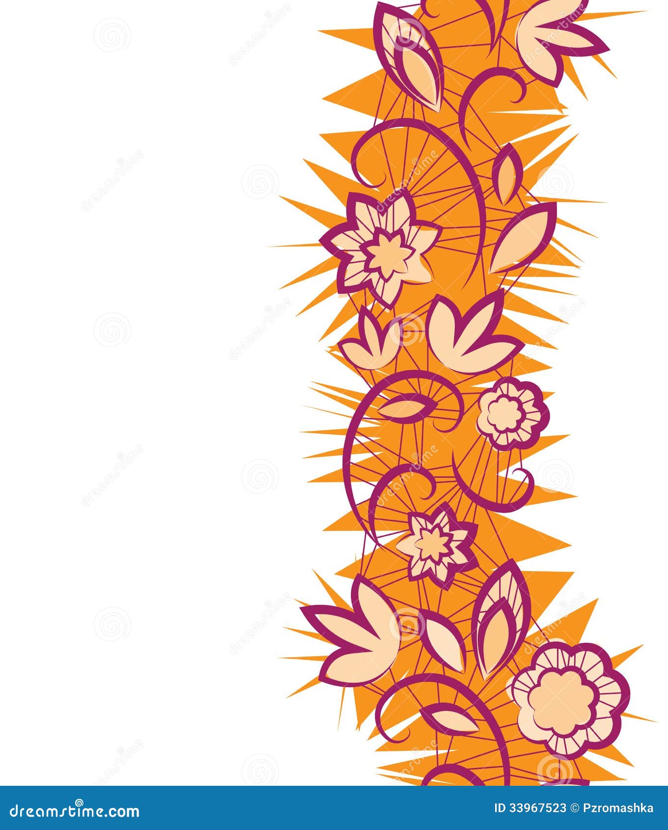 Seamless Floral Pattern. Vertical Border Stock Vector - Illustration of ...