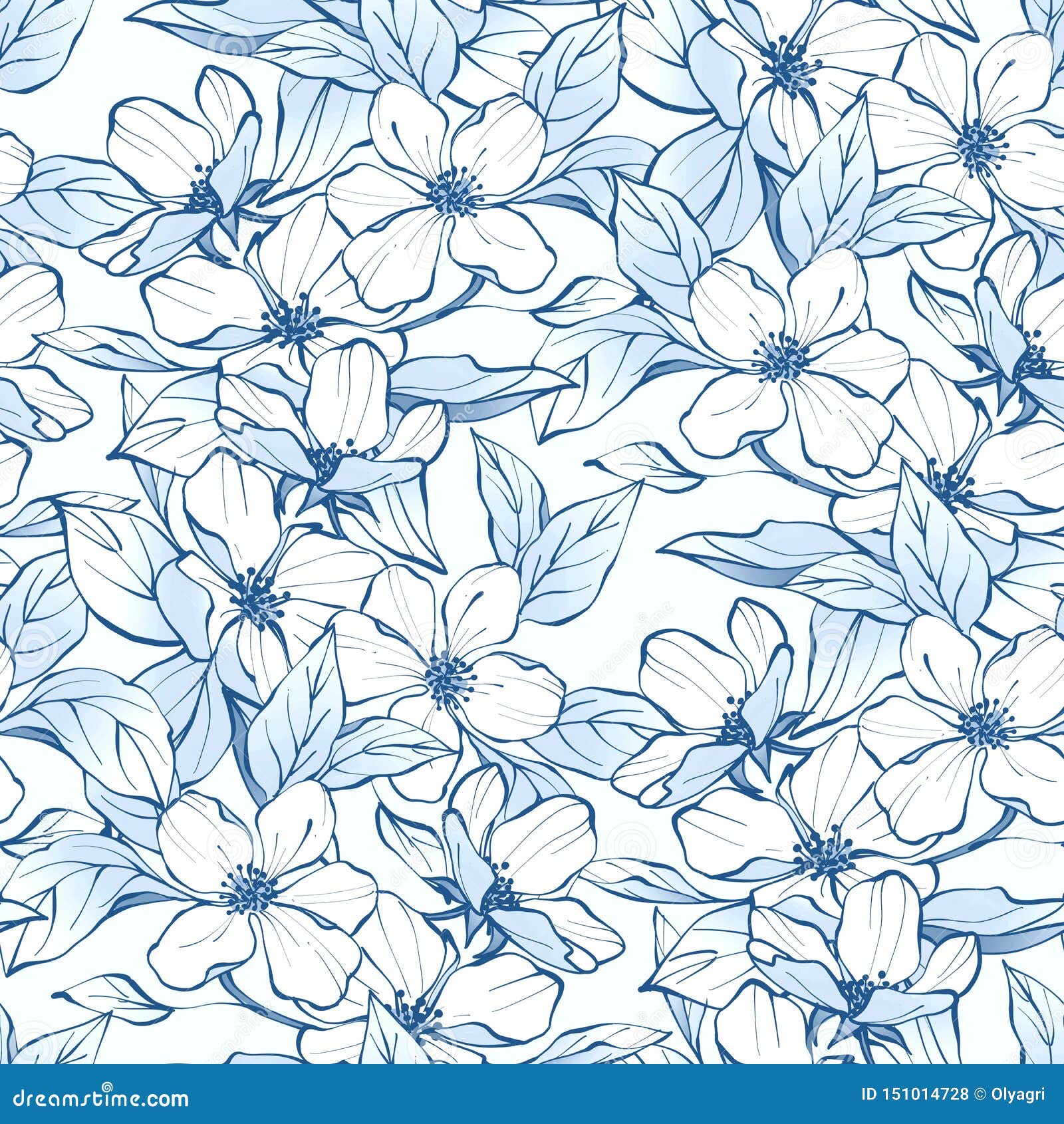 Seamless Floral Pattern with White Flowers Stock Illustration ...
