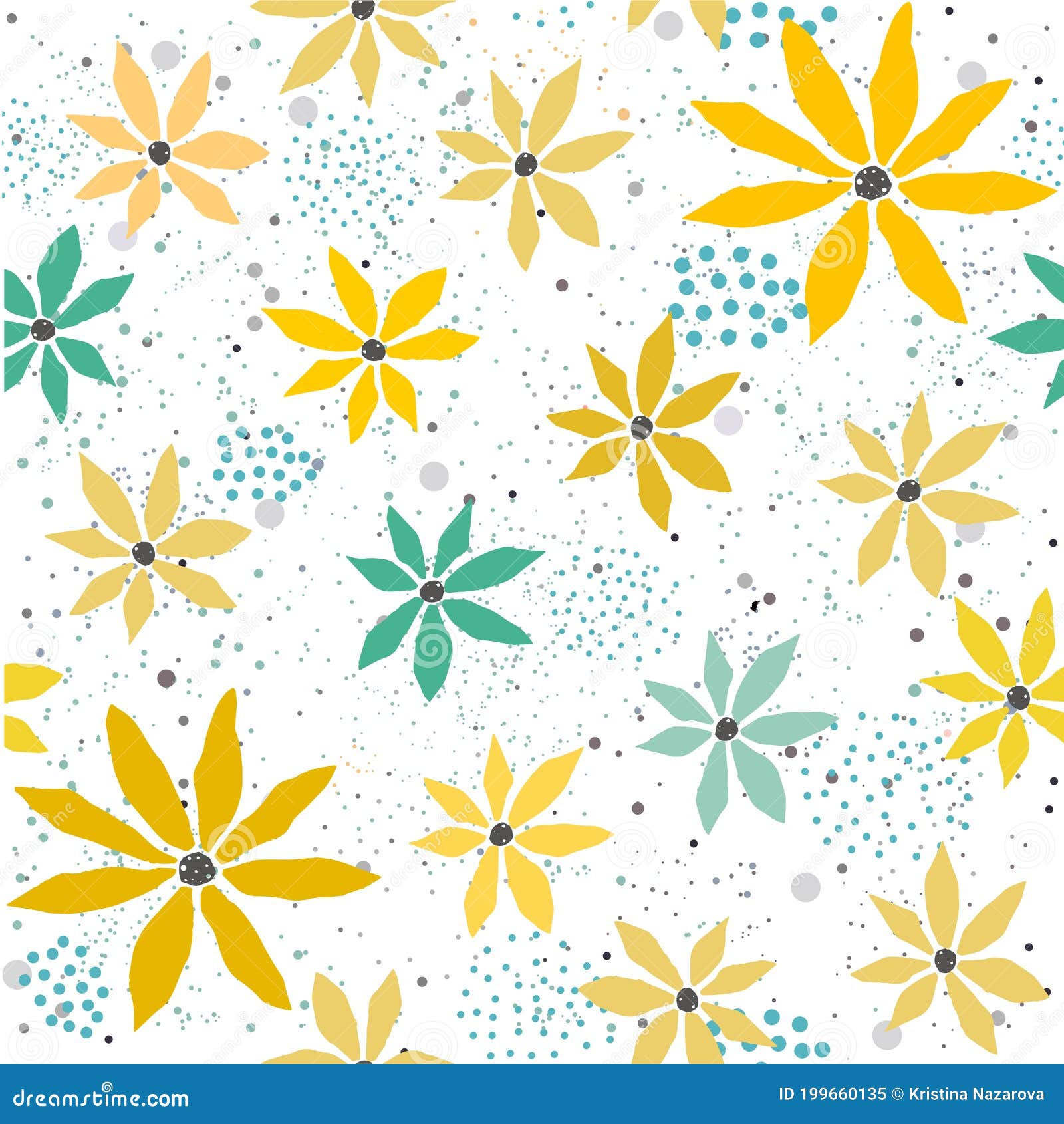 Seamless Floral Pattern with Yellow Flowers on Subtle Background Stock ...