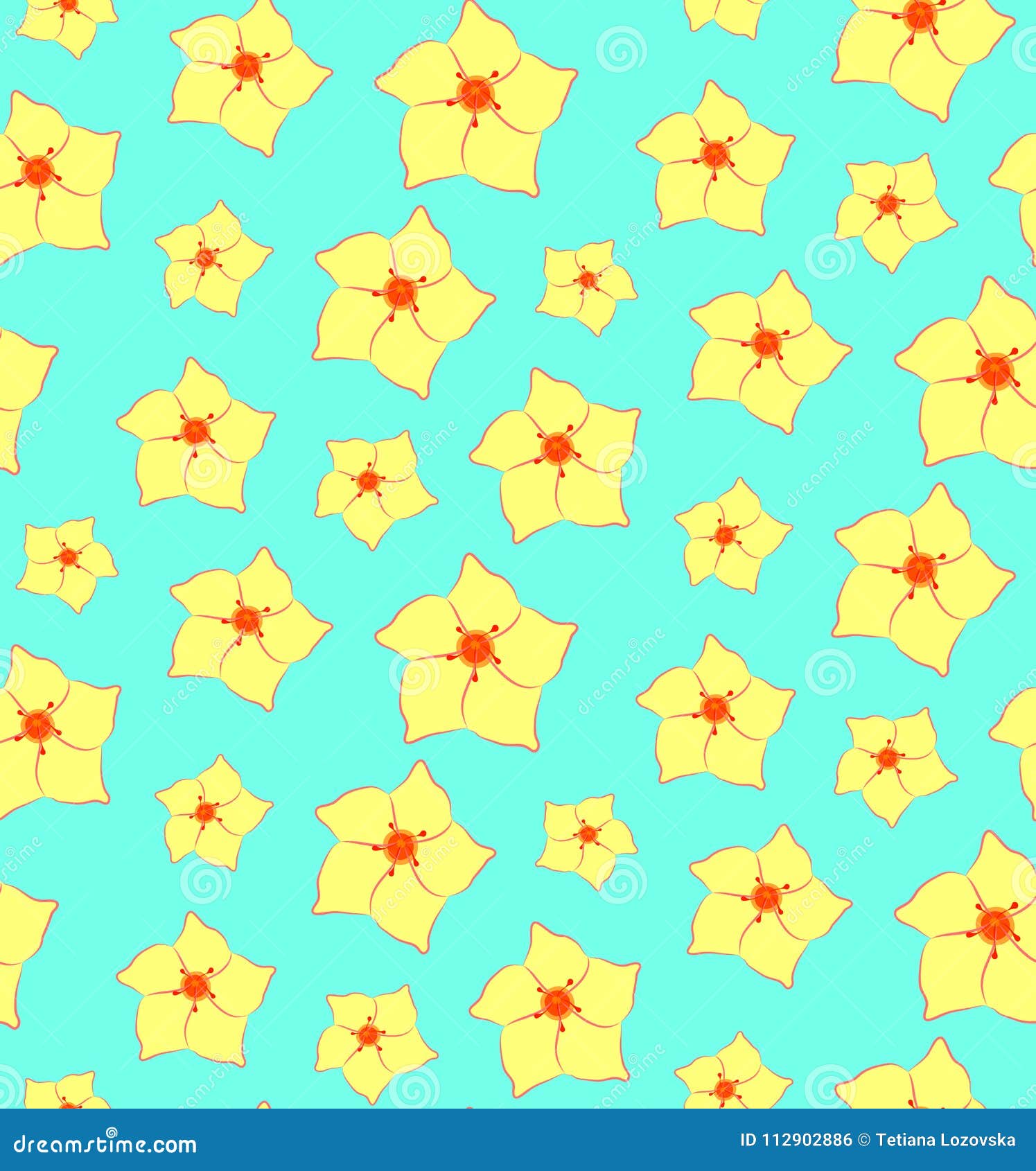 Seamless Floral Pattern with Yellow Flowers Stock Vector - Illustration ...