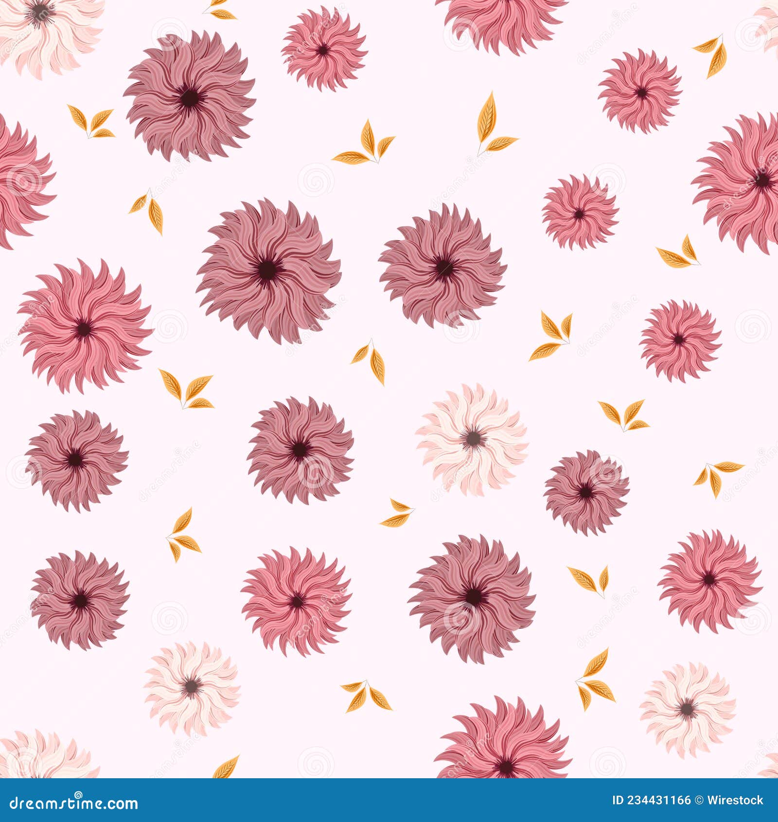 Seamless Floral Patterned Background, Leaves and Pink Flowers Stock ...