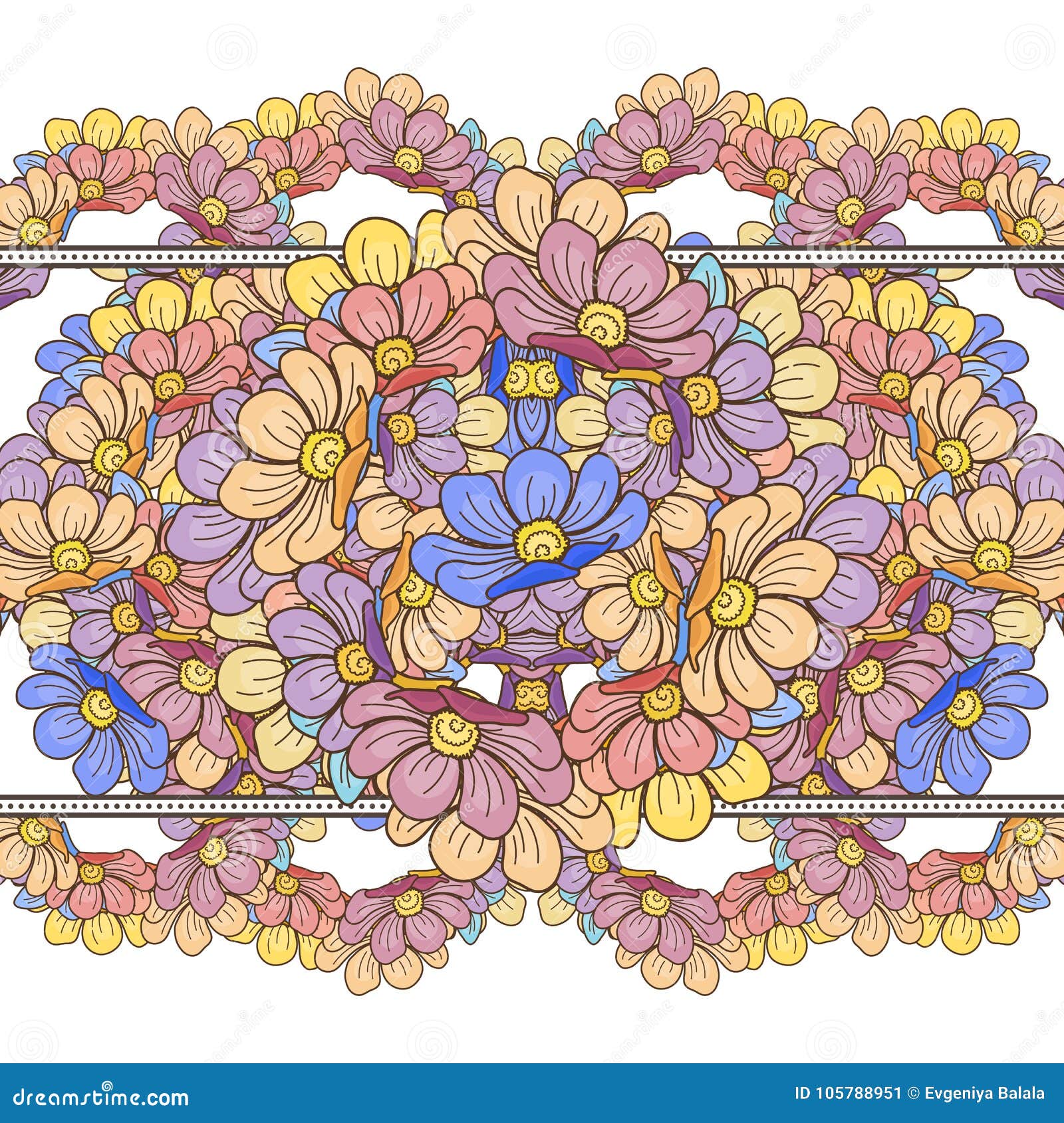 Seamless Floral Patterned Border with Flowers. Stock Vector ...