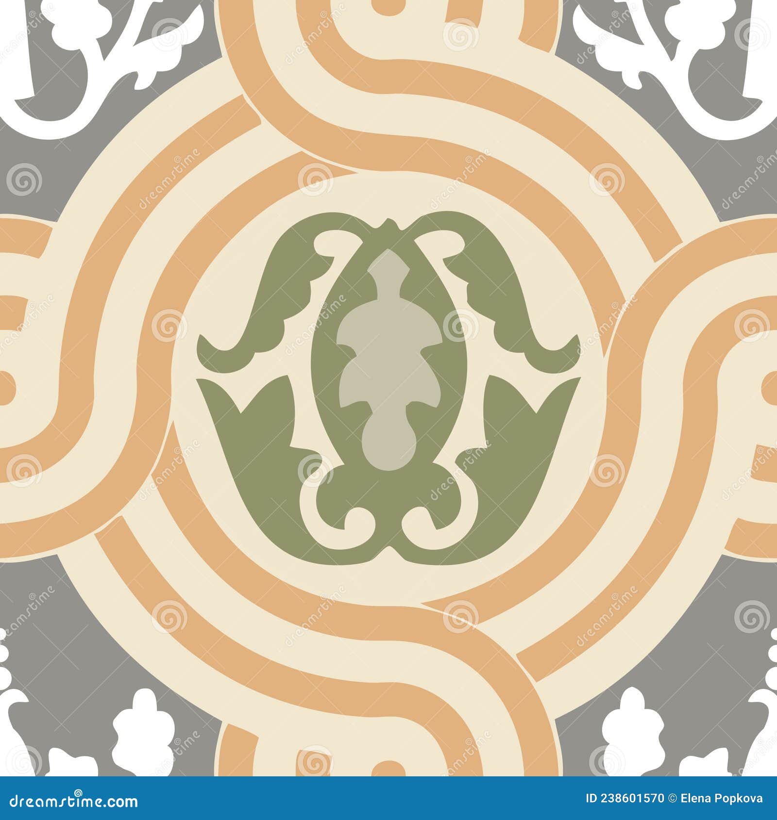 Seamless Floral Renaissance Style Vector Square Pattern Stock Vector ...