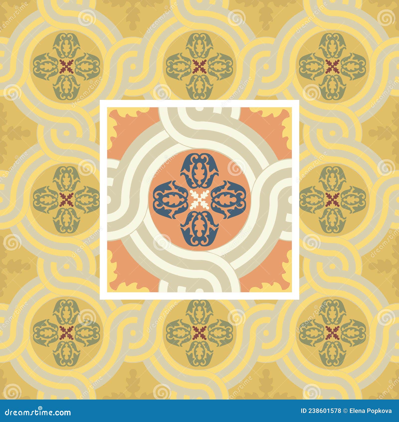 Seamless Floral Renaissance Style Vector Square Pattern Stock Vector ...