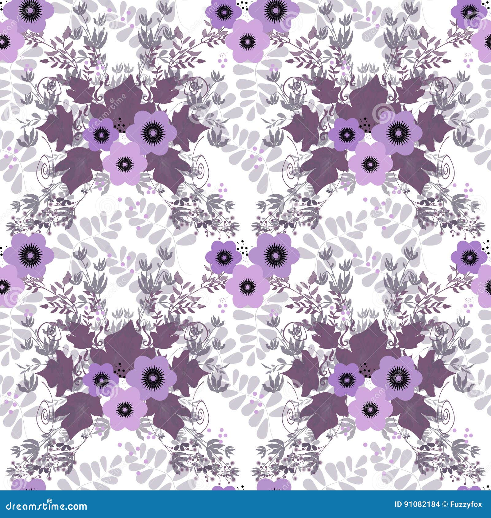 Seamless Floral Retro Pattern on White Stock Illustration ...