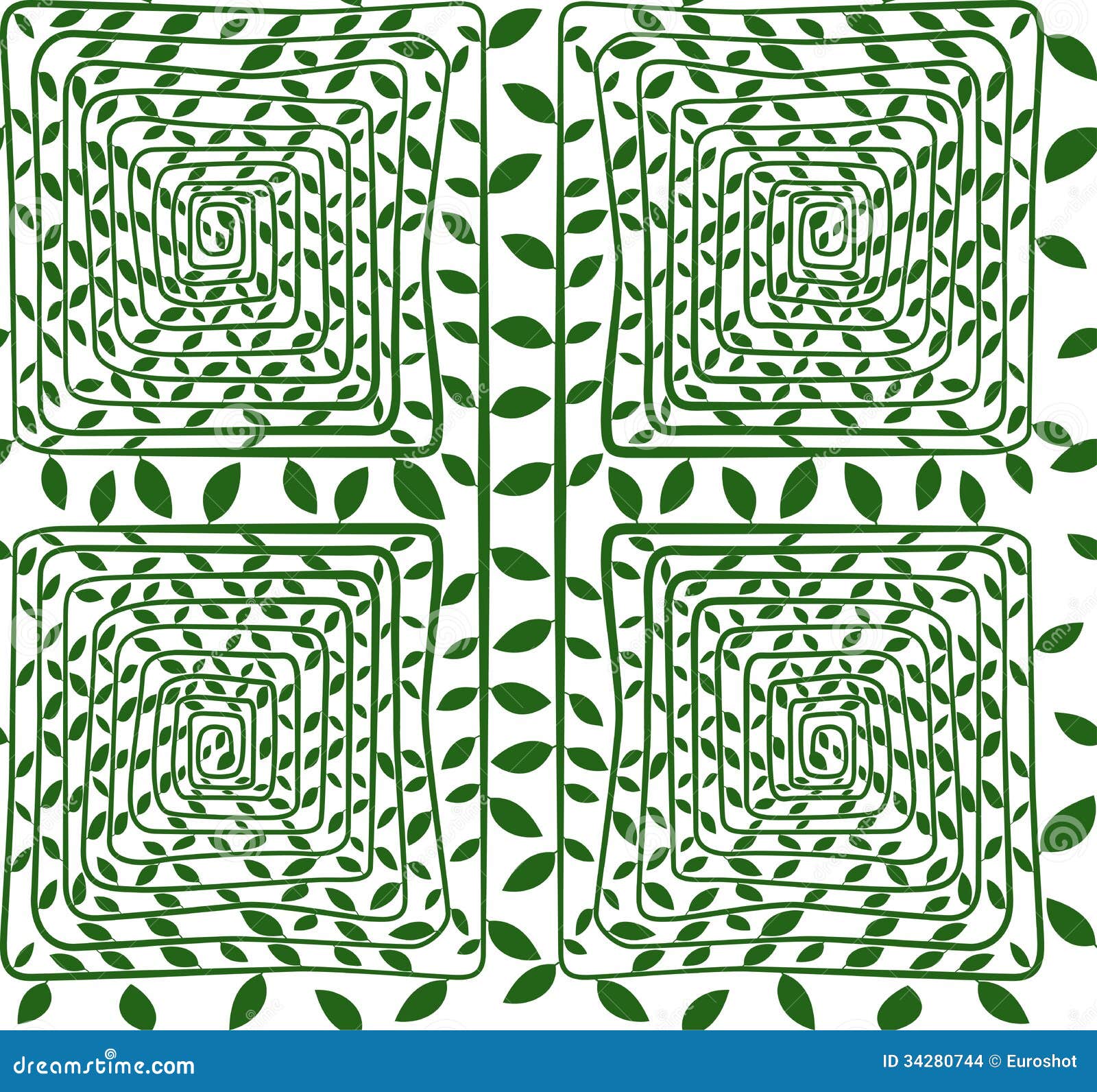 Seamless Floral Spiral Pattern, Vector Illustration. Stock Vector ...