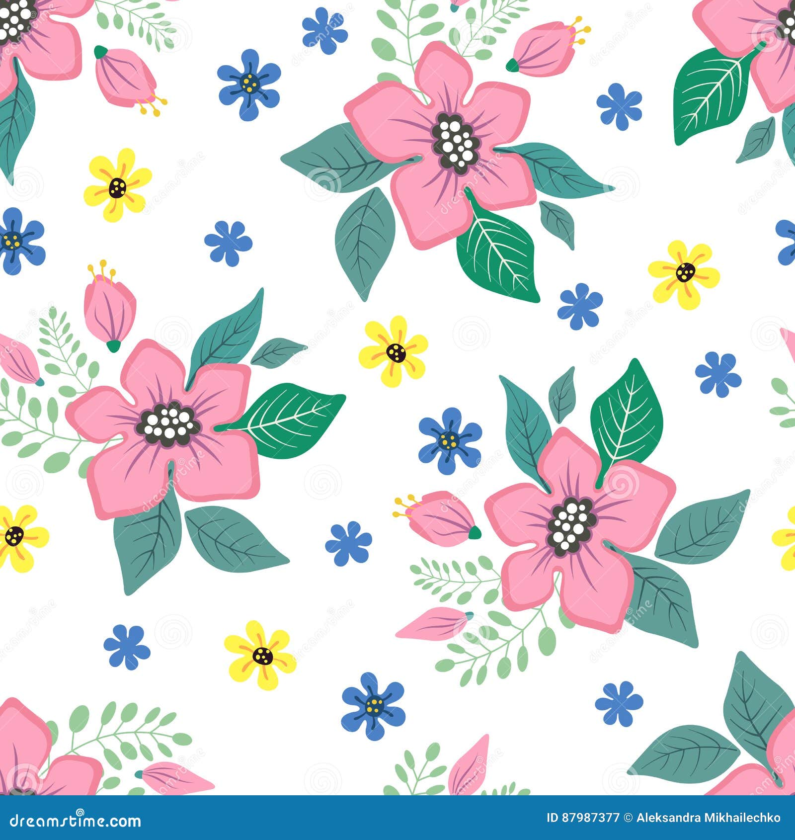 Seamless Floral Spring Summer Pattern. Stock Vector - Illustration of ...