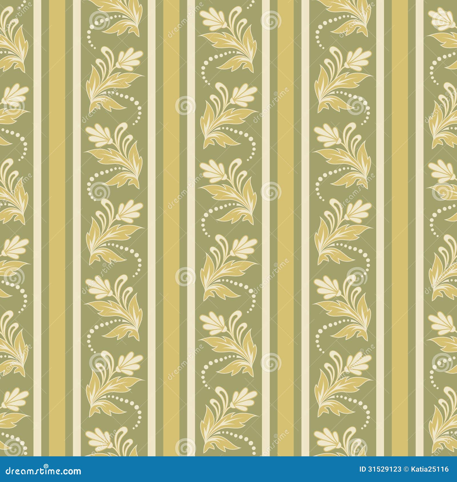 Seamless Floral Striped Pattern Stock Vector - Illustration of antique ...