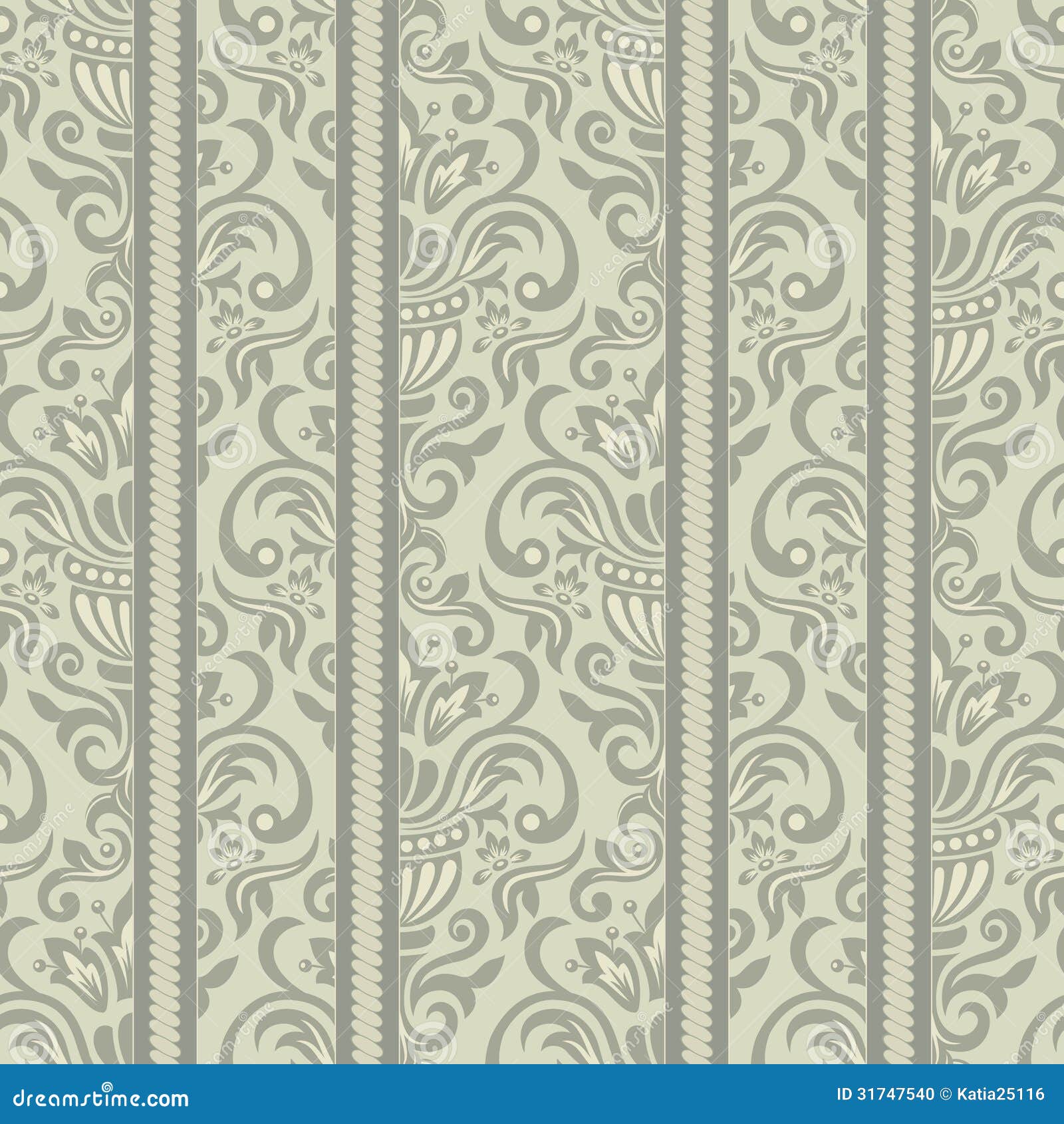 Seamless Floral Striped Pattern Stock Vector - Illustration of ...