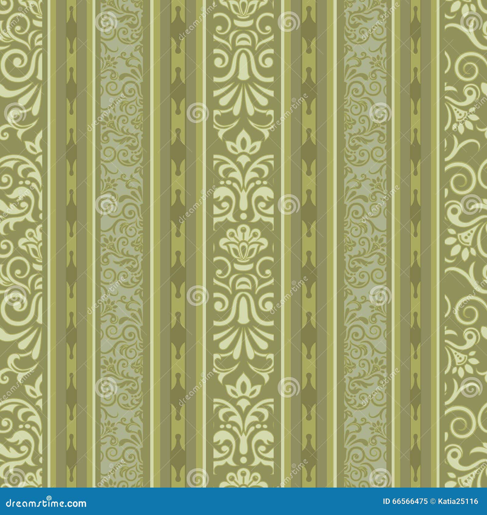 Seamless Floral Striped Pattern Stock Vector - Illustration of design ...