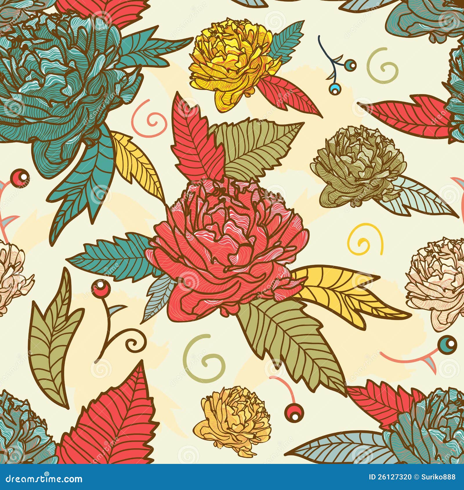 Seamless floral texture stock vector. Illustration of canvas - 26127320