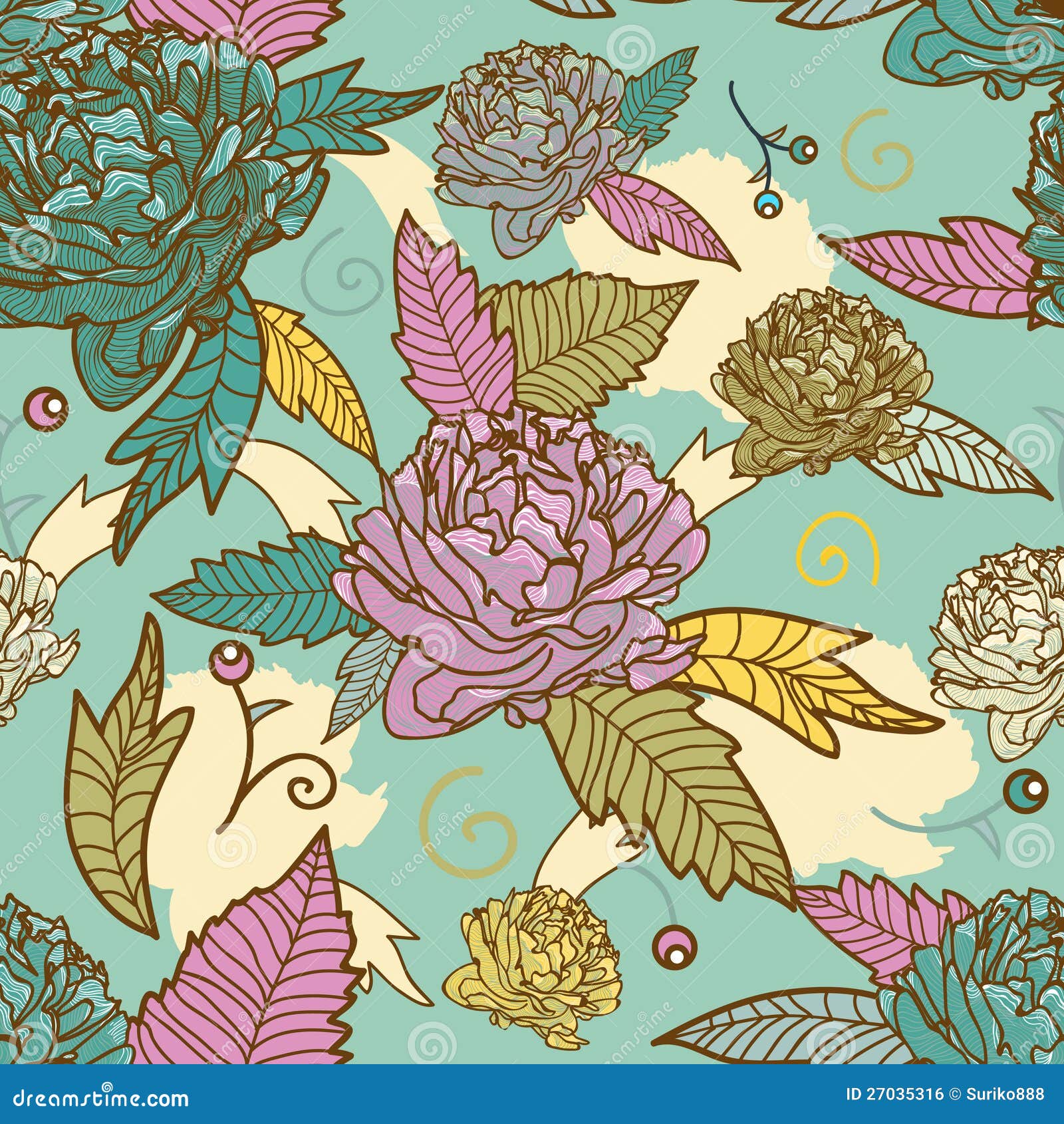 Seamless floral texture stock vector. Illustration of foliage - 27035316