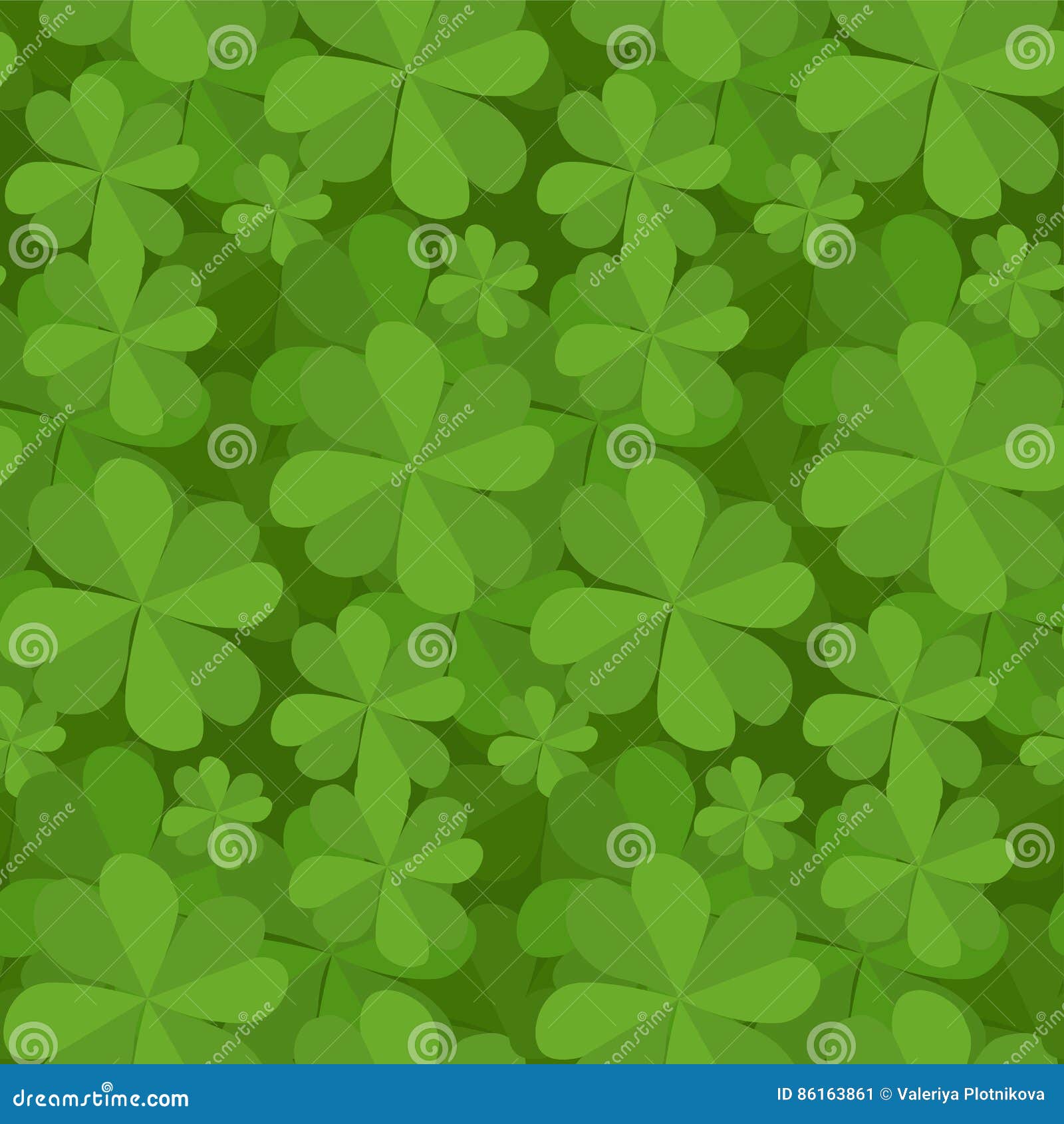Seamless Floral Texture with a Happy Four-leaf Clover. Stock Vector ...