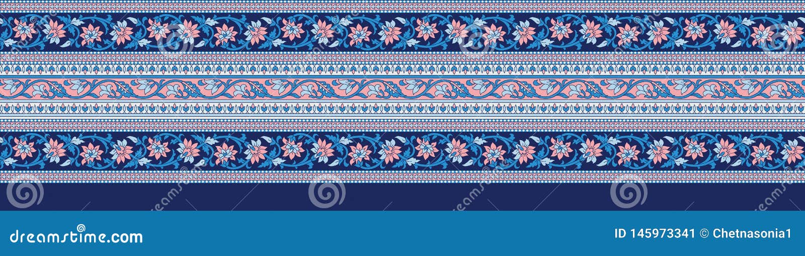 Seamless Floral Traditional Indian Border Stock Illustration ...