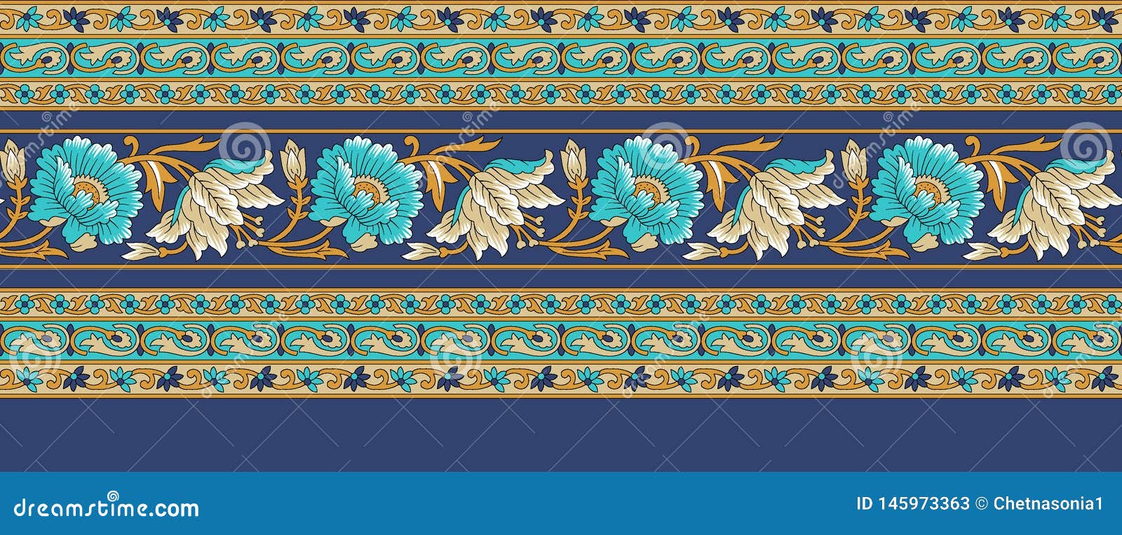 Seamless Floral Traditional Indian Border Stock Illustration ...