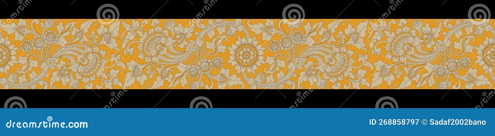 Seamless Floral Vector Motif Border Design Stock Illustration ...