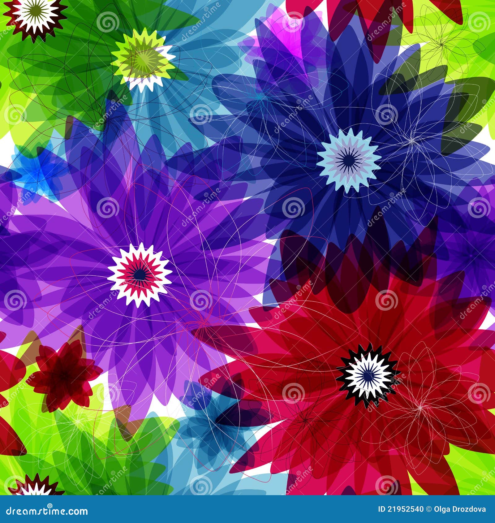 Seamless Floral Vivid Pattern Stock Vector - Illustration of purple ...