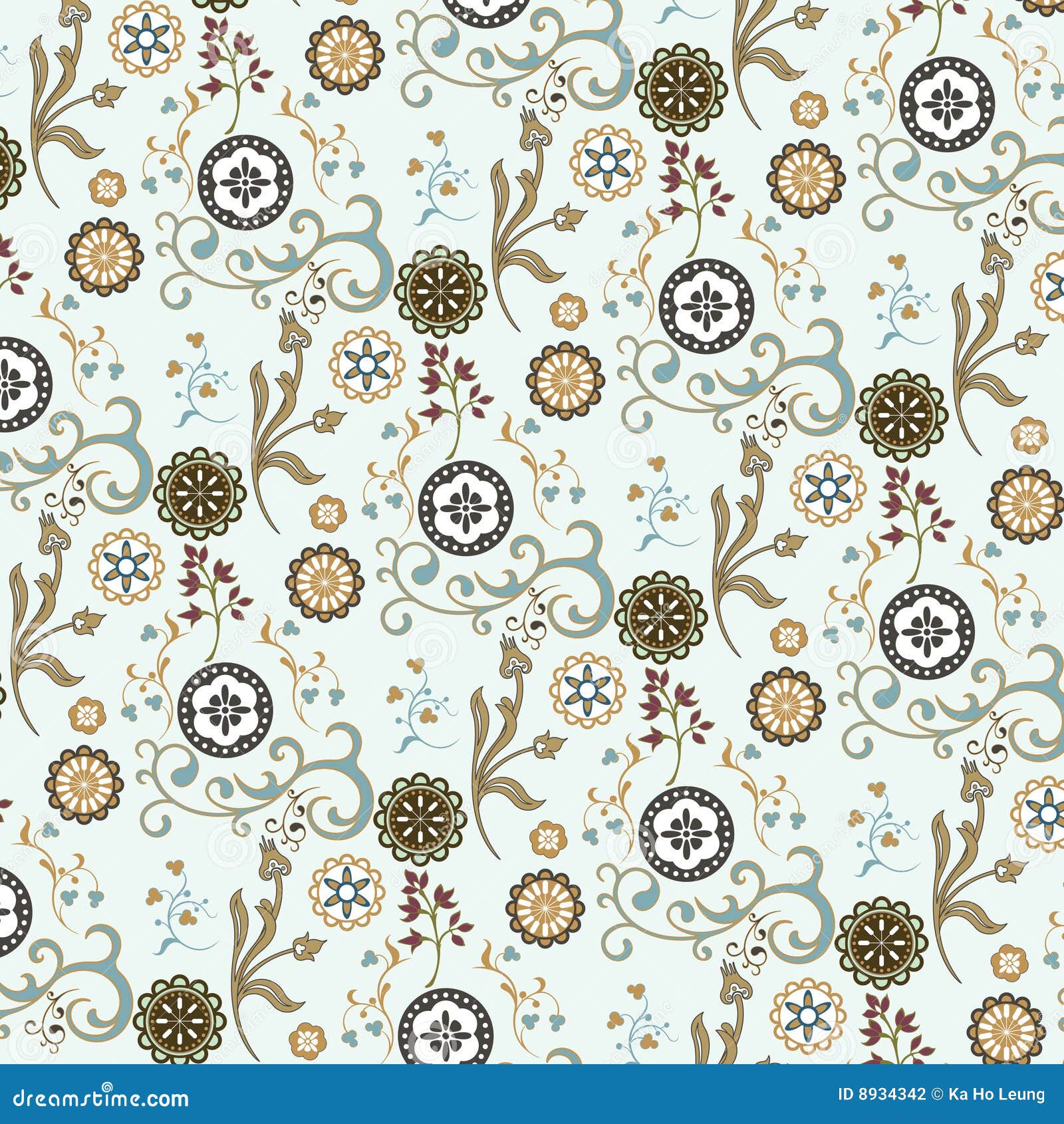 Seamless Floral Wallpaper Pattern Stock Vector - Illustration of curly ...