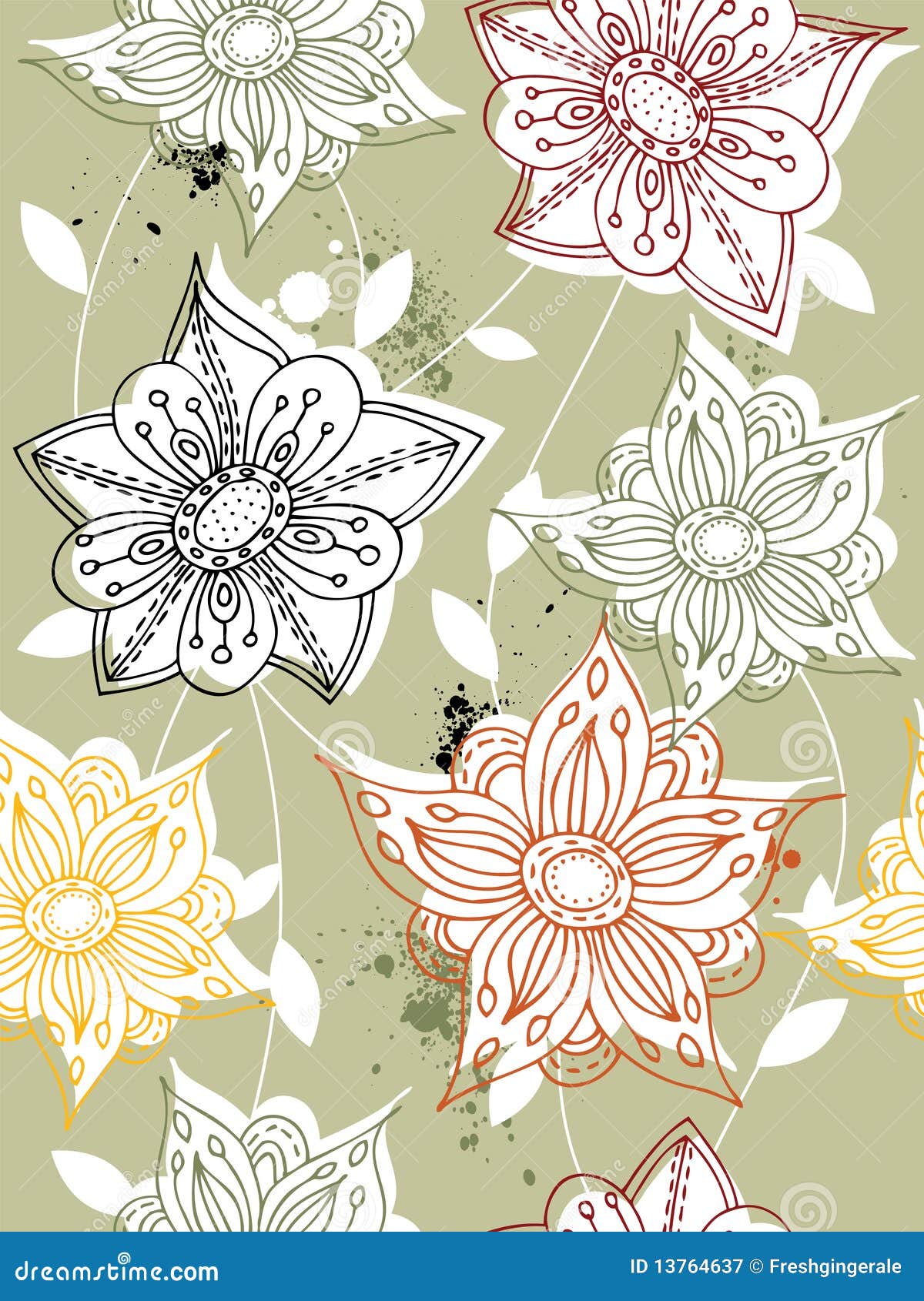 Seamless flower background stock image. Image of abstract - 13764637