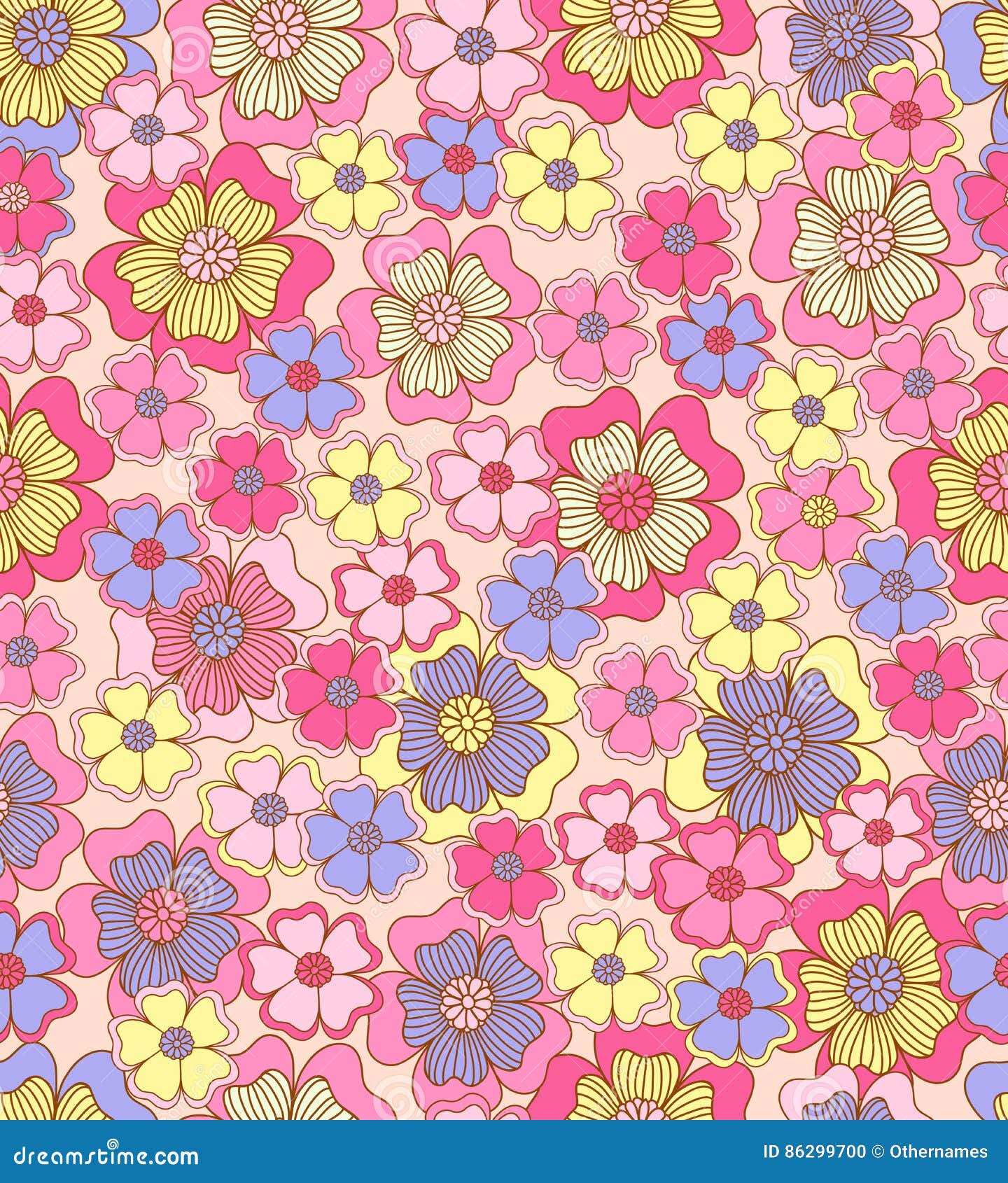Seamless Flower Colour Pattern. Spring Background Stock Vector ...