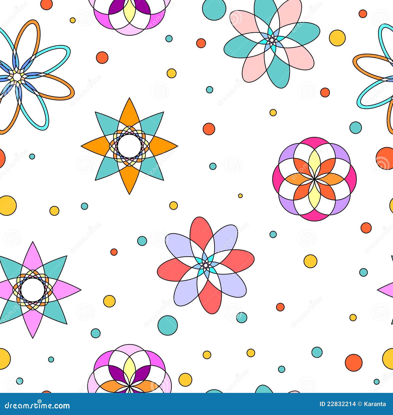 Seamless Flower and Dot Pattern Stock Illustration - Illustration of ...