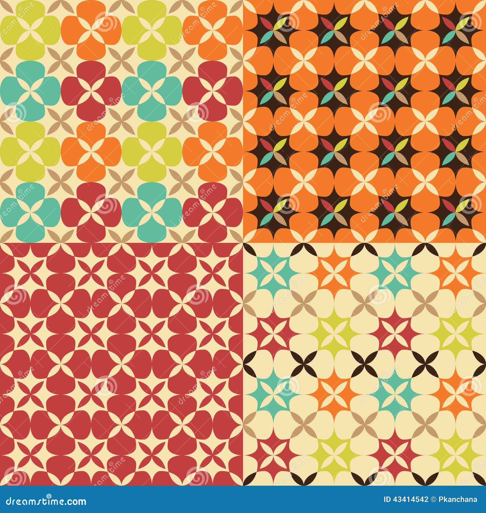Seamless Flower Geometric Pattern Stock Vector - Illustration of design ...