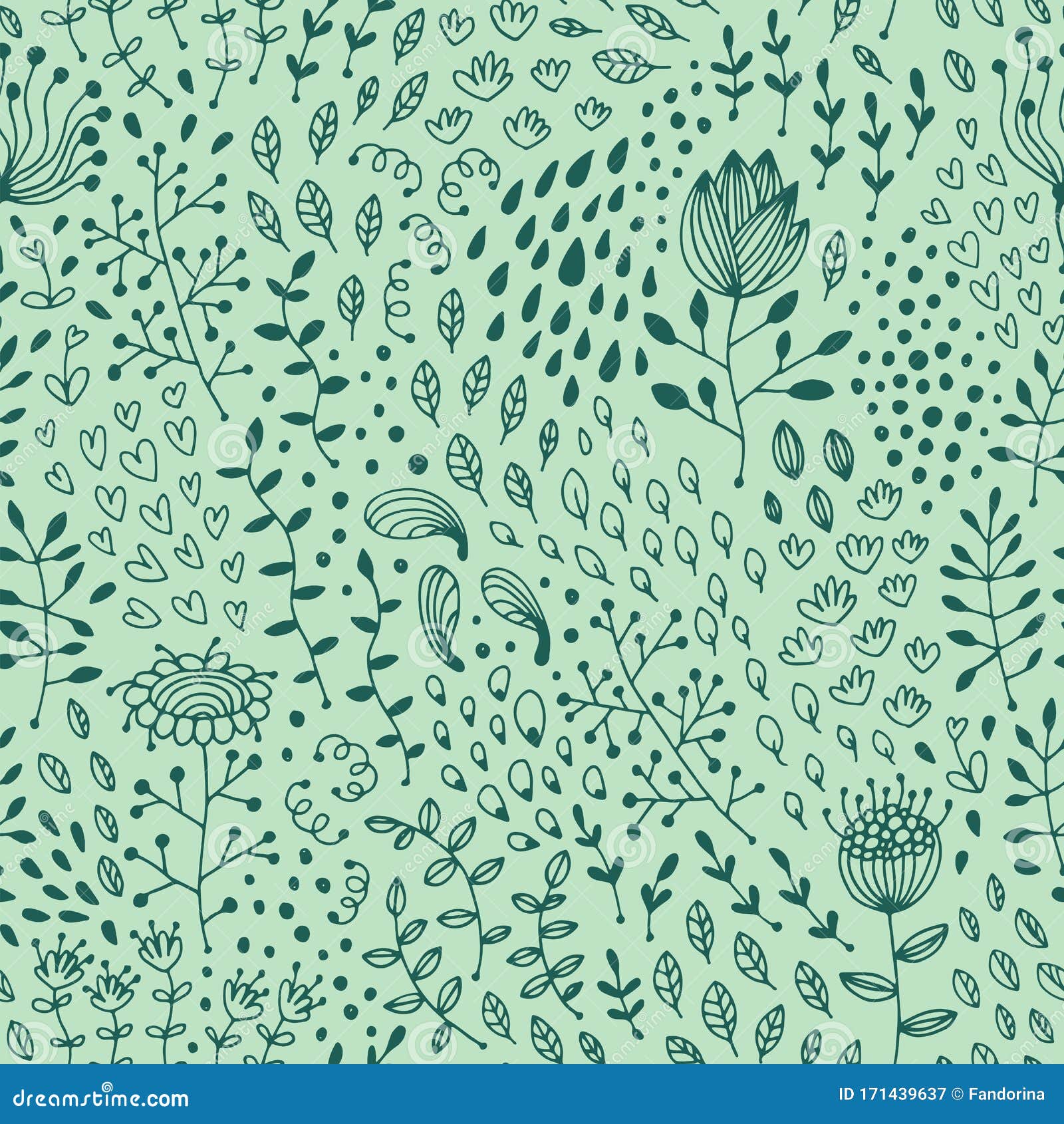 Seamless Flower and Leaf Pattern, Floral Vector Background, Baby ...