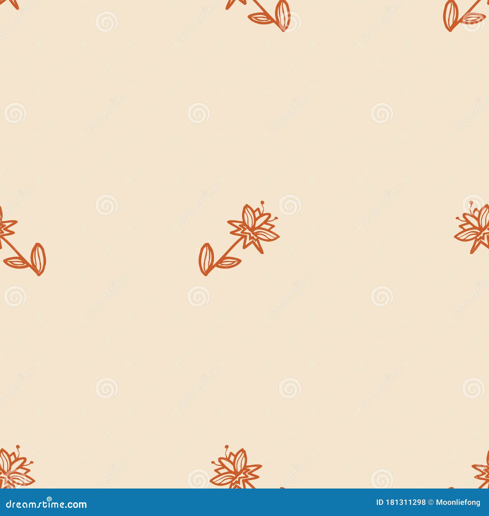 Seamless Flower Line Pattern Stock Vector - Illustration of repetition ...