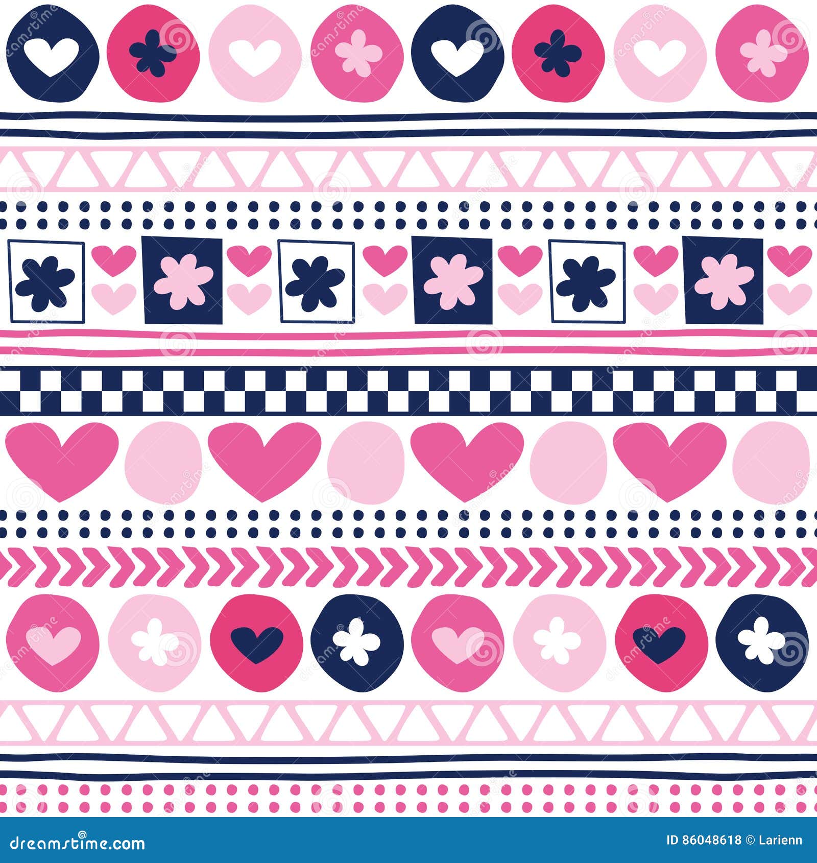 Seamless Flower and Love Aztec Pattern Vector Illustration Stock Vector ...