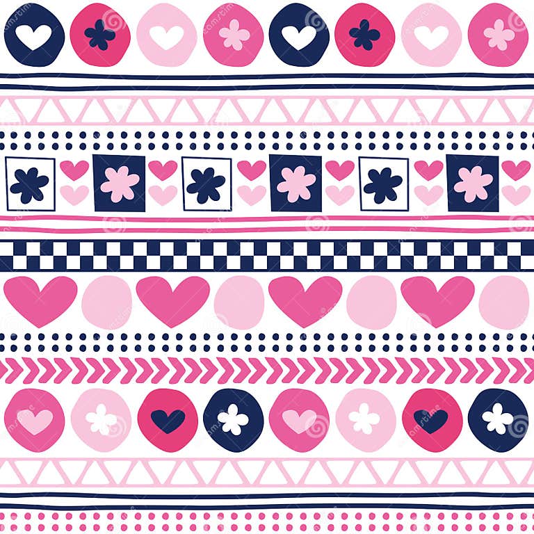 Seamless Flower and Love Aztec Pattern Vector Illustration Stock Vector ...