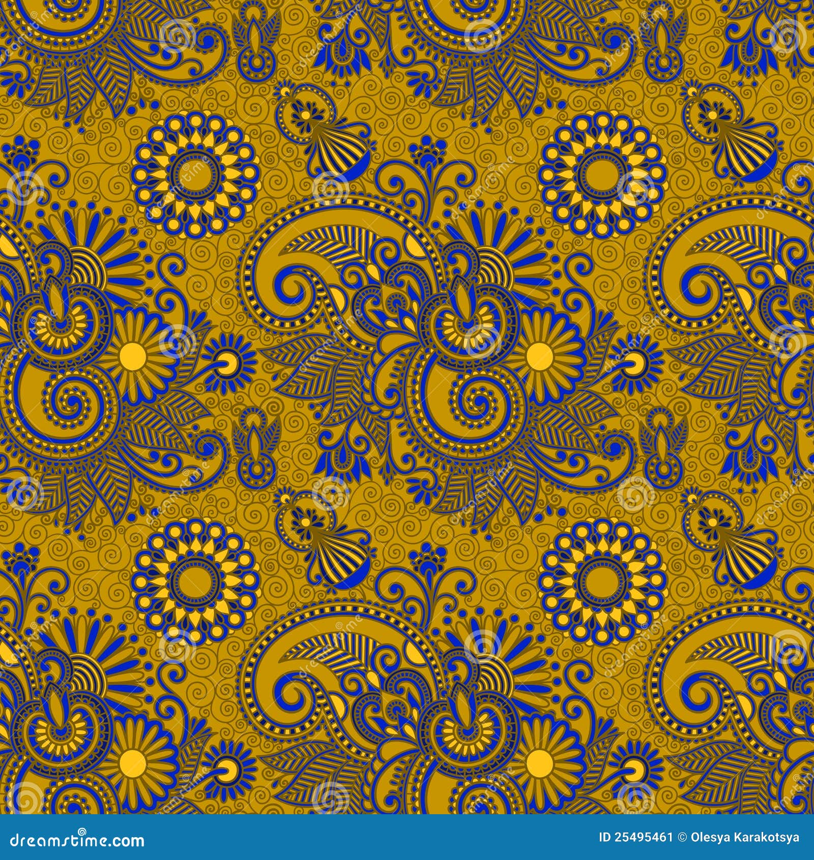 Seamless Flower Paisley Design Background Stock Vector - Illustration ...