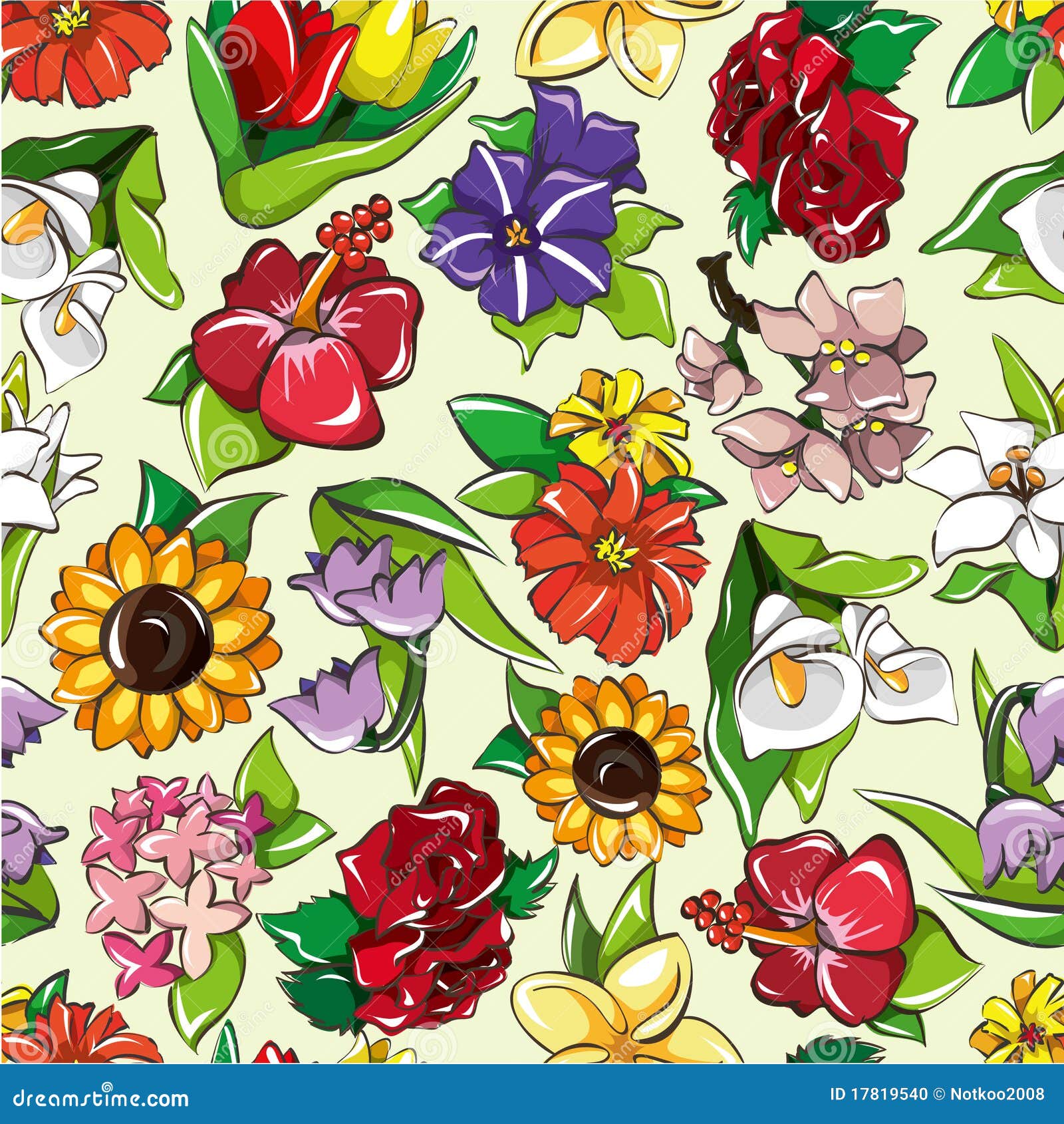 Seamless flower pattern stock vector. Illustration of cute - 17819540