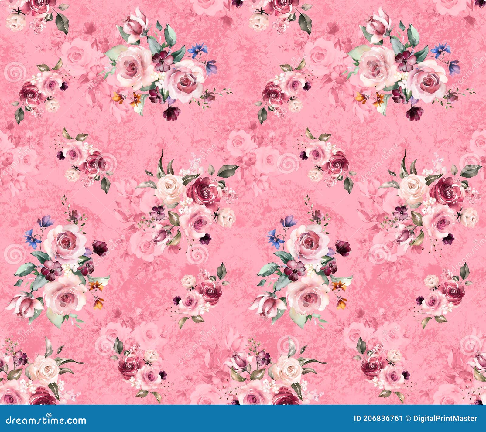 Seamless Flower Pattern Design for Digital Print Fabric Multicolored ...