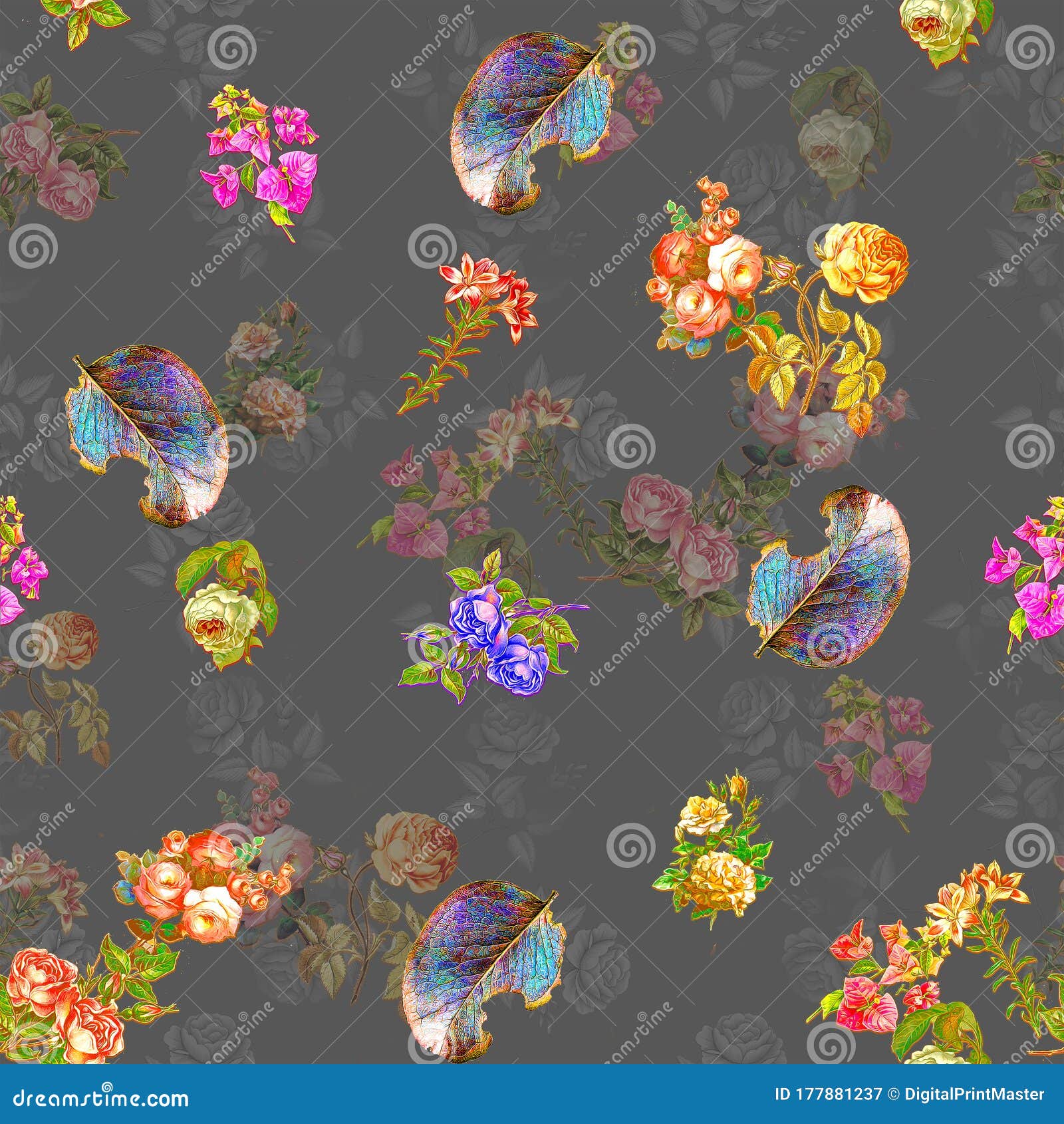 Seamless Flower Pattern Design for Digital Print Repeating Stock Image ...