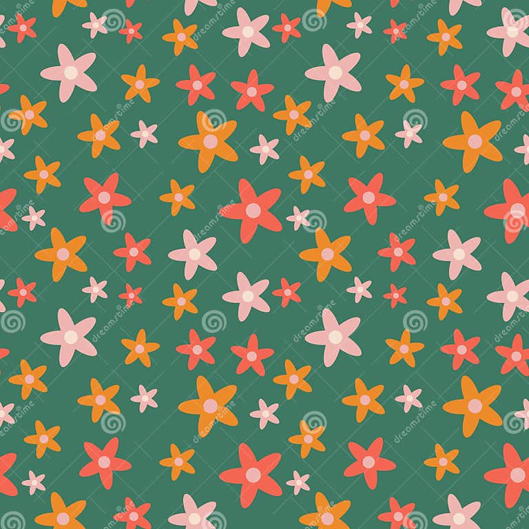 Seamless Flower Pattern Element Vector Shape Doodle Floral Abstract ...