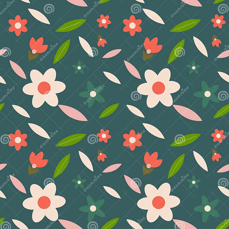 Seamless Flower Pattern Element Vector Shape Doodle Floral Abstract ...