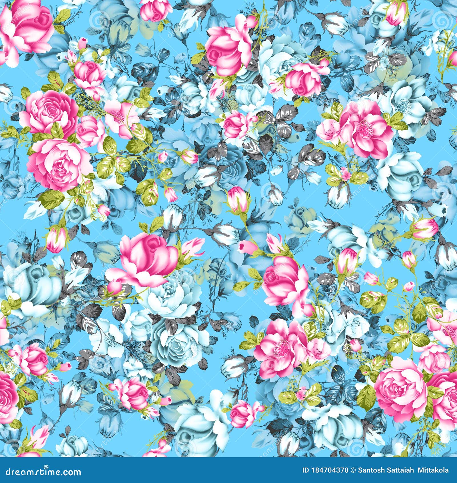 Seamless Flower Pattern Floral Allover Design with Background Stock ...