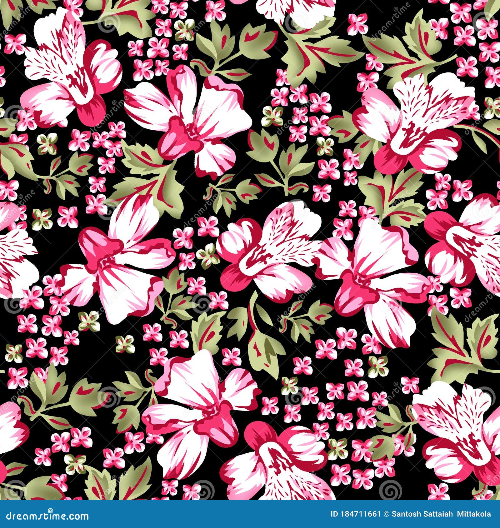 Seamless Flower Pattern Floral Allover Design with Background Stock ...