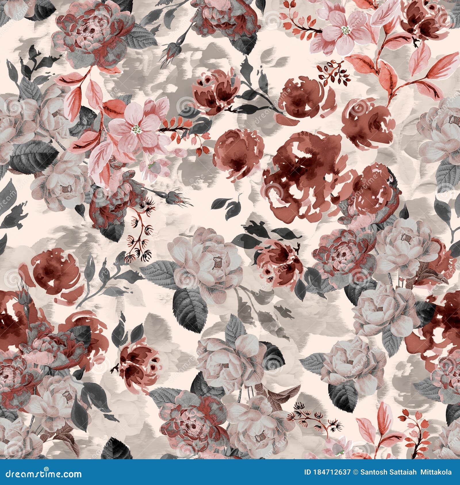 Seamless Flower Pattern Floral Allover Design with Background Stock ...