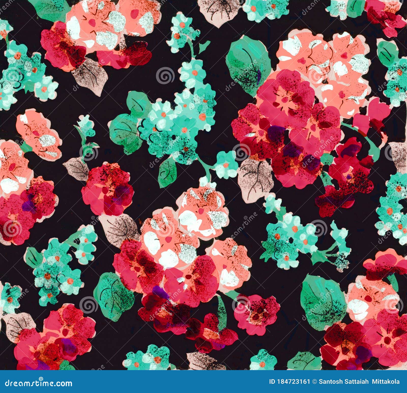 Seamless Flower Pattern Floral Allover Design with Background Stock ...