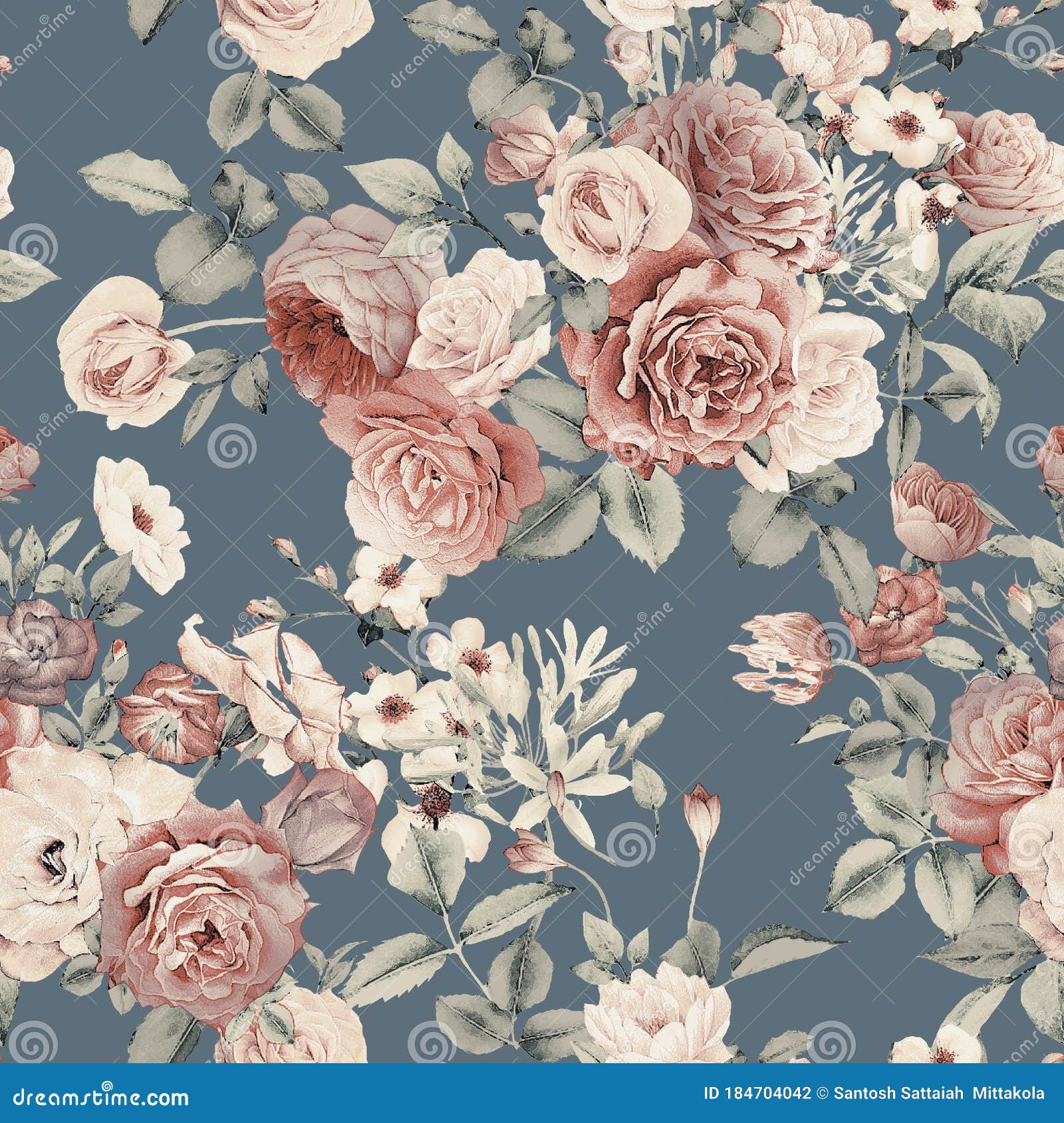Seamless Flower Pattern Floral Allover Design with Background Stock ...