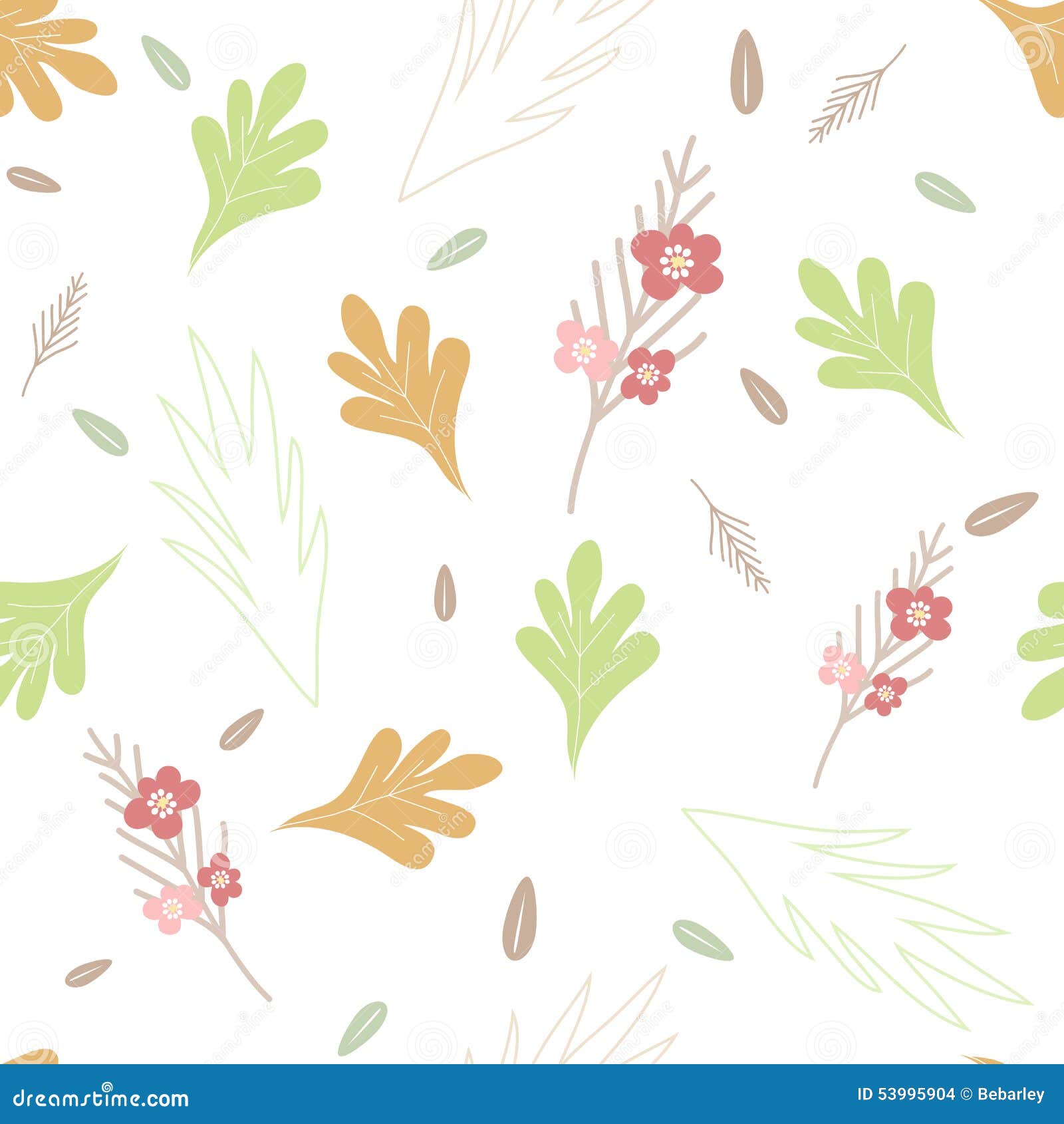 Seamless Flower Pattern on White Background Stock Vector - Illustration ...