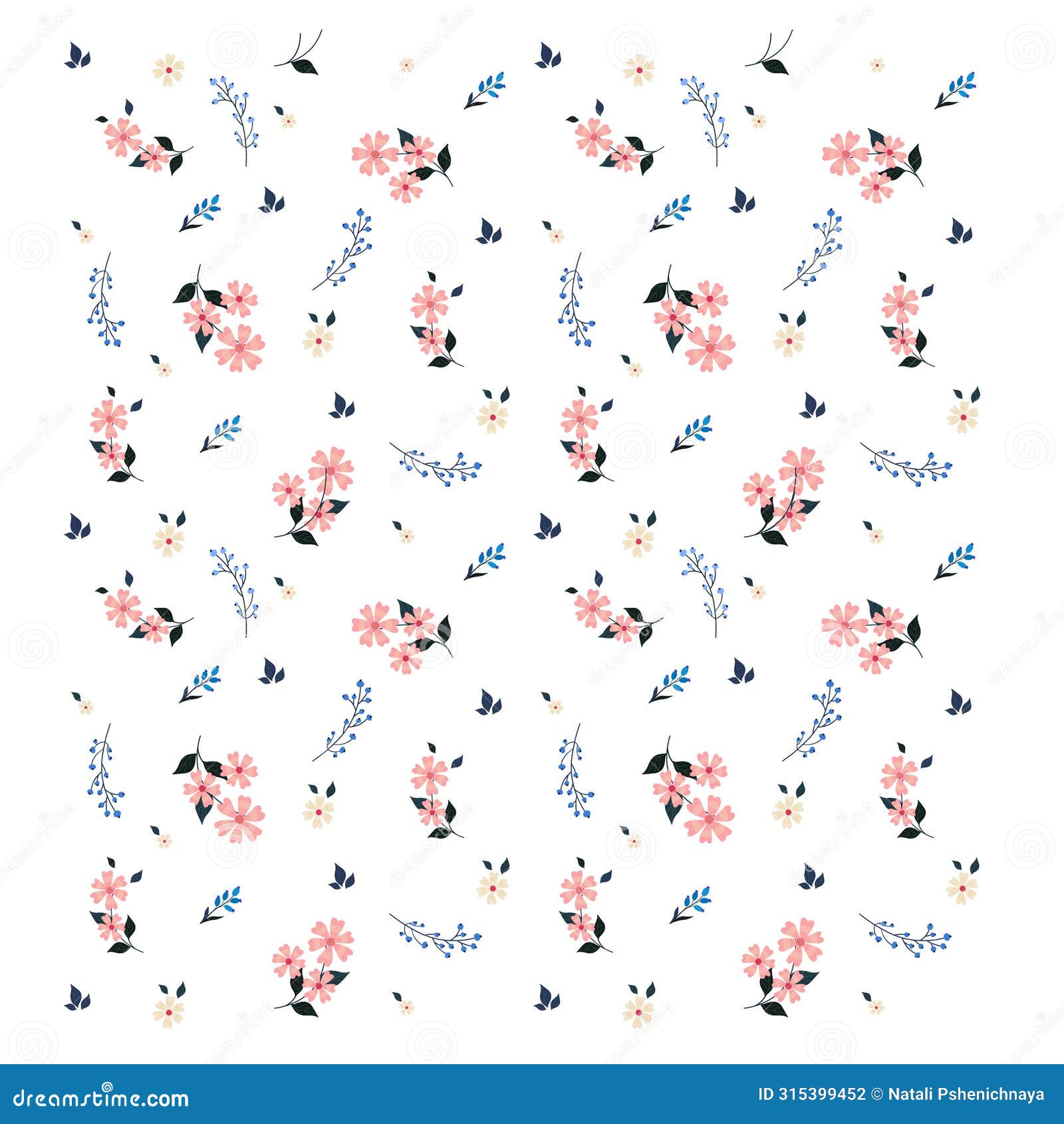Seamless Flower Pattern White Background. Vector Illustration Stock Illustration - Illustration ...