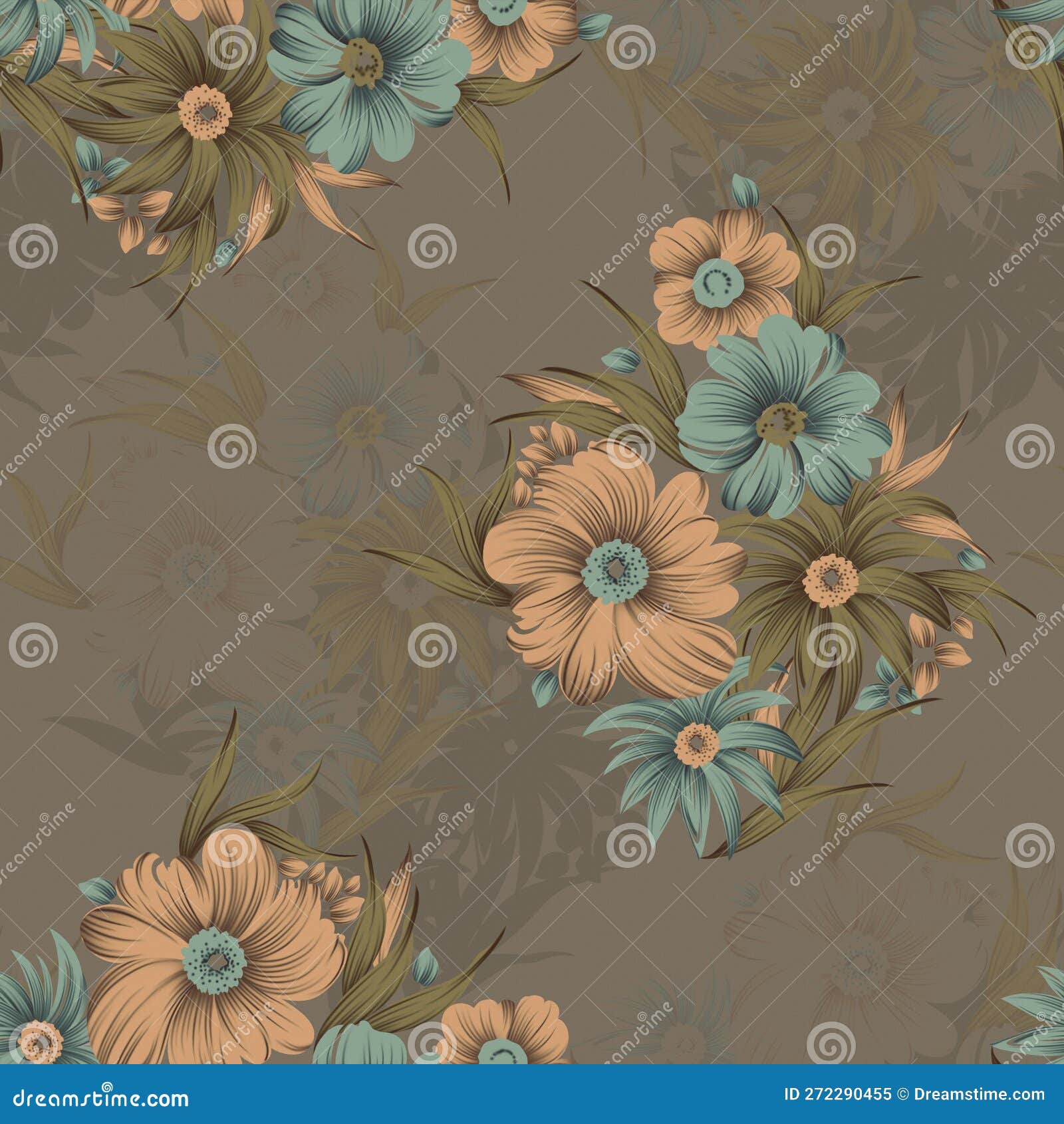 Seamless Flower Repeat Pattern, Wallpaper, Fabric, Digital , Textile ...